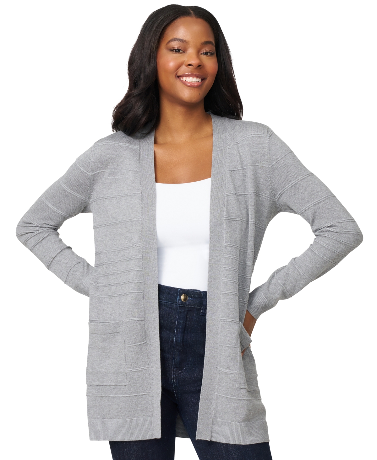 Click here for Melissa Paige Womens Ribbed Open-Front Long Cardig... prices