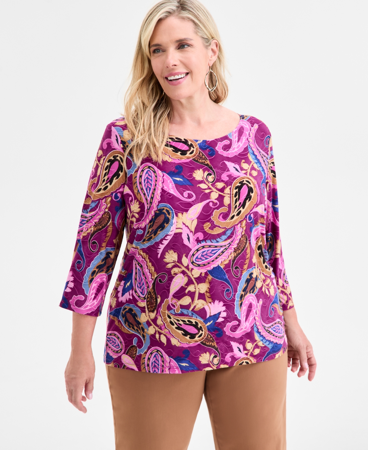 Click here for Jm Collection Plus Size Printed Jacquard Top  Macy... prices
