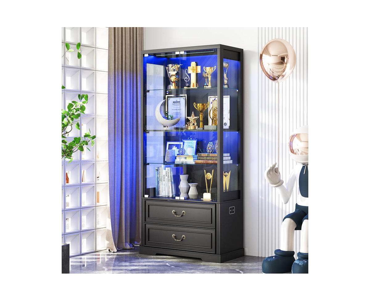 Click here for Vlsrka Display Cabinet with Glass Doors - Black prices