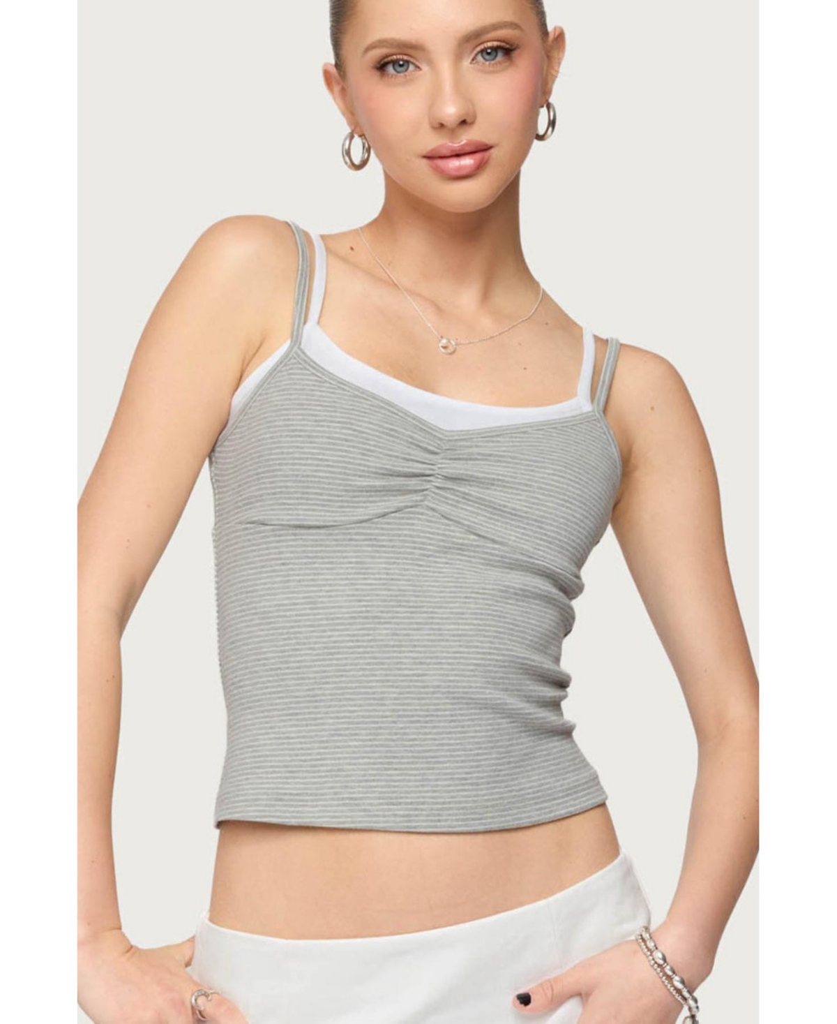 Click here for Edikted Womens Lilian Layered Striped Tank Top - G... prices