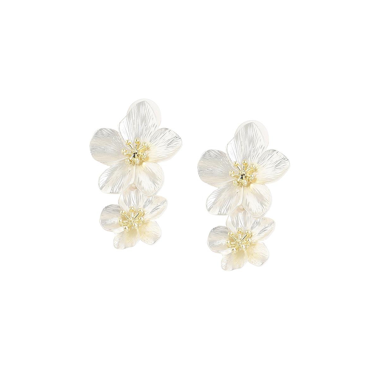 Click here for Sohi Maxi Floral Drop Earrings - White prices