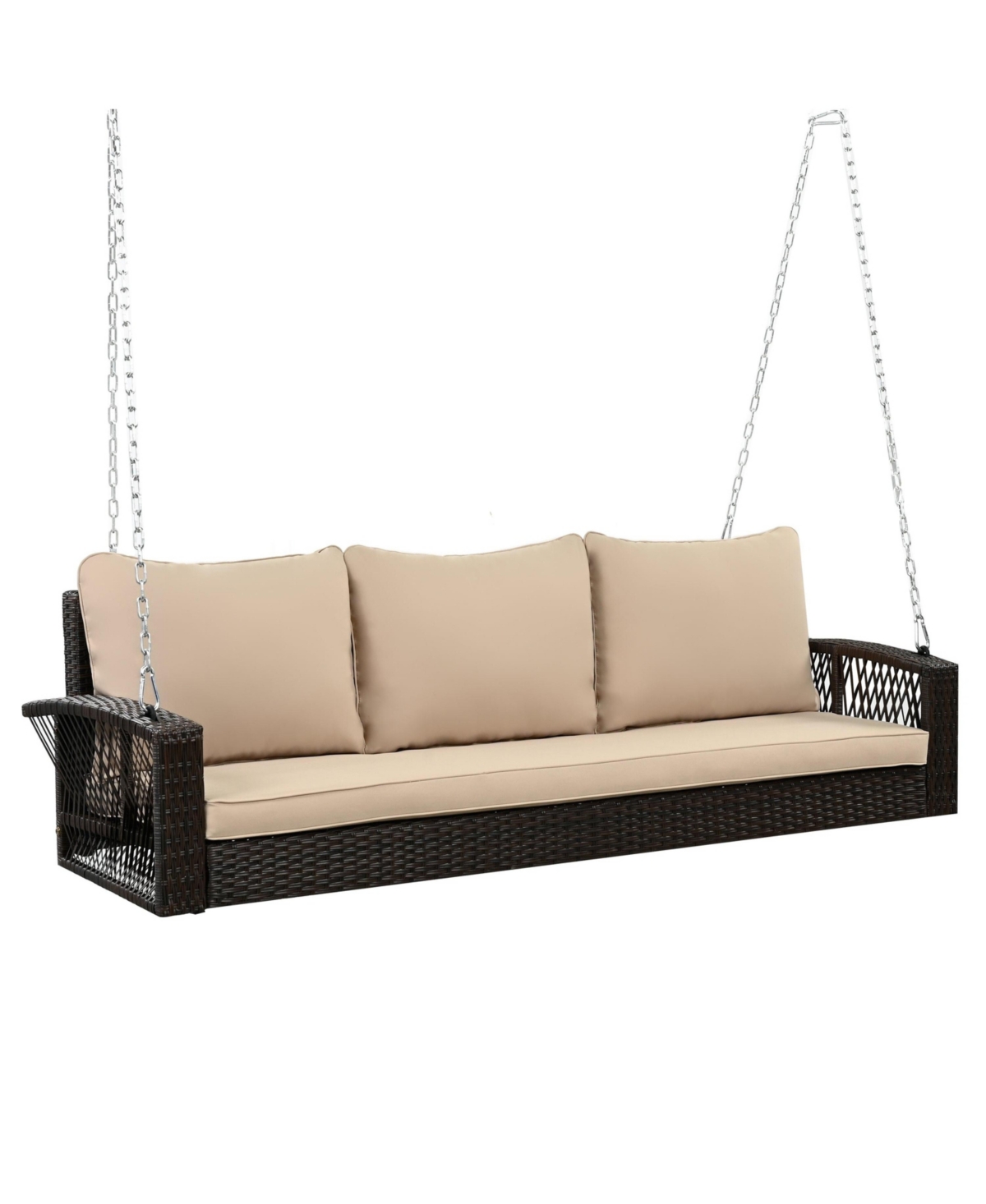 Click here for 69 Pe Wicker 3-Person Porch Swing with Cushions -... prices
