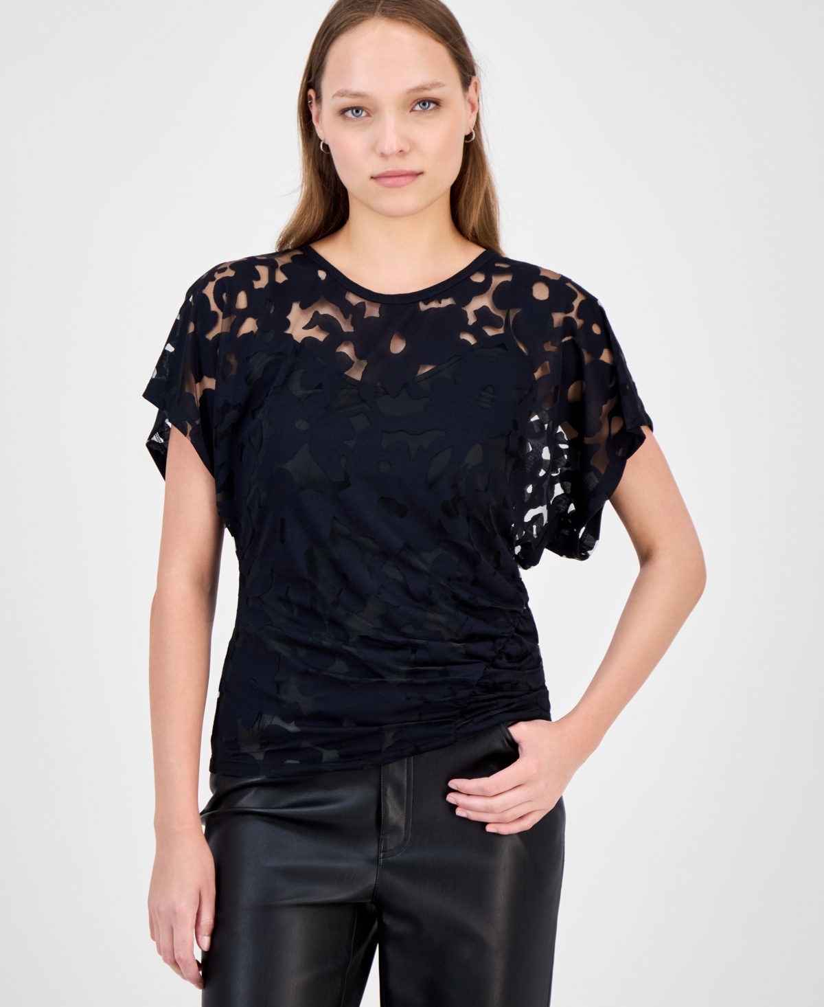 Click here for Boss Orange Womens Floral Lace Top - Black prices