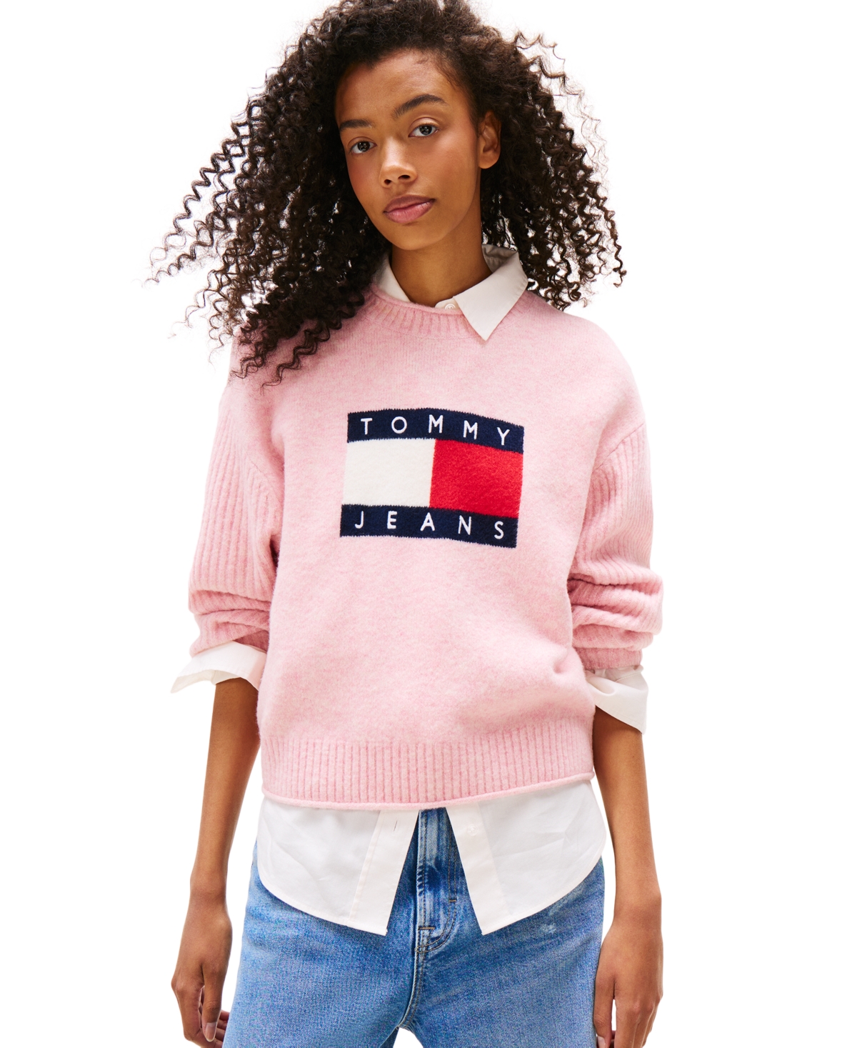 Click here for Tommy Jeans Womens Melange-Flag Crewneck Sweater -... prices