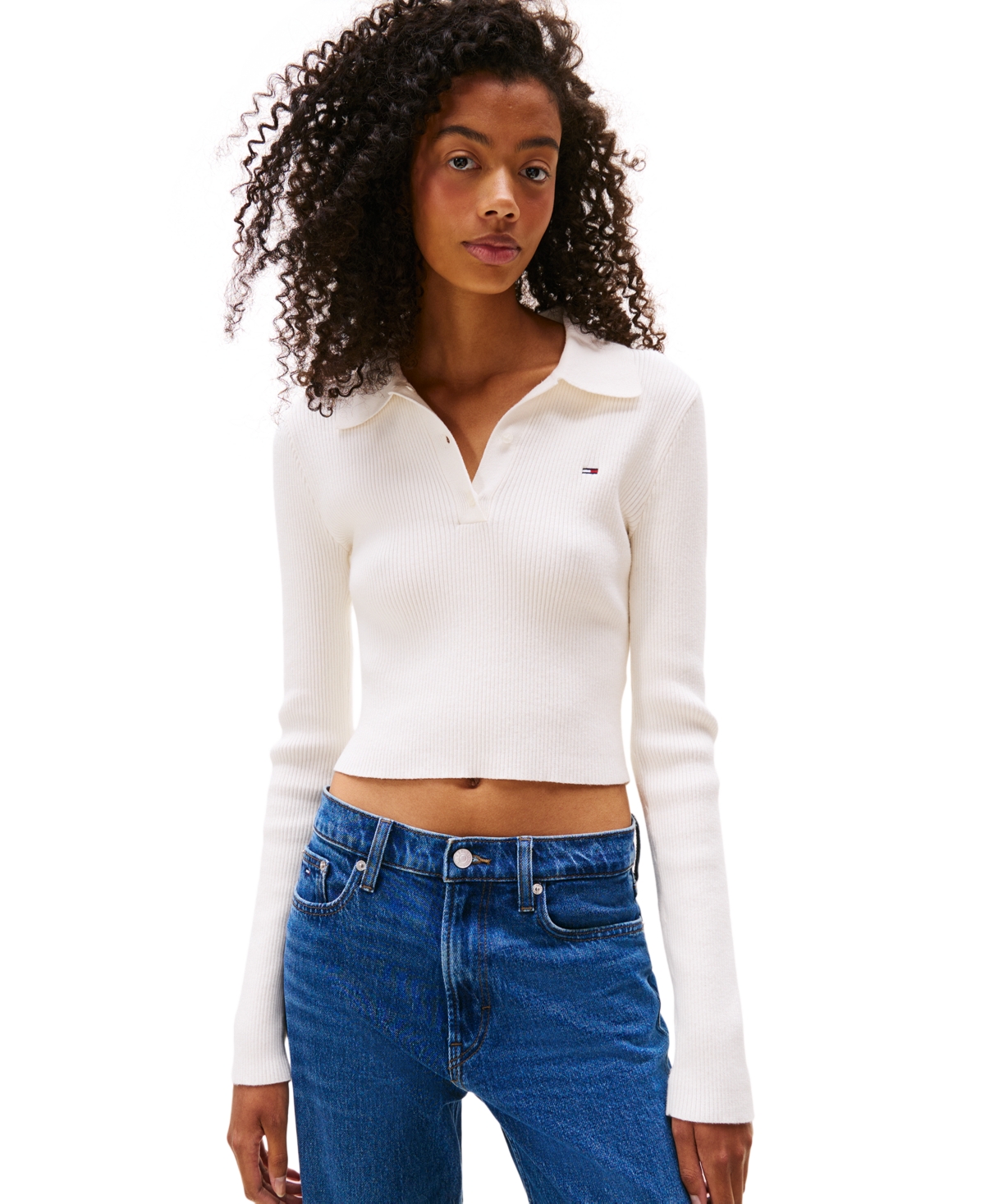 Click here for Tommy Jeans Womens Essential Polo Long-Sleeve Cott... prices