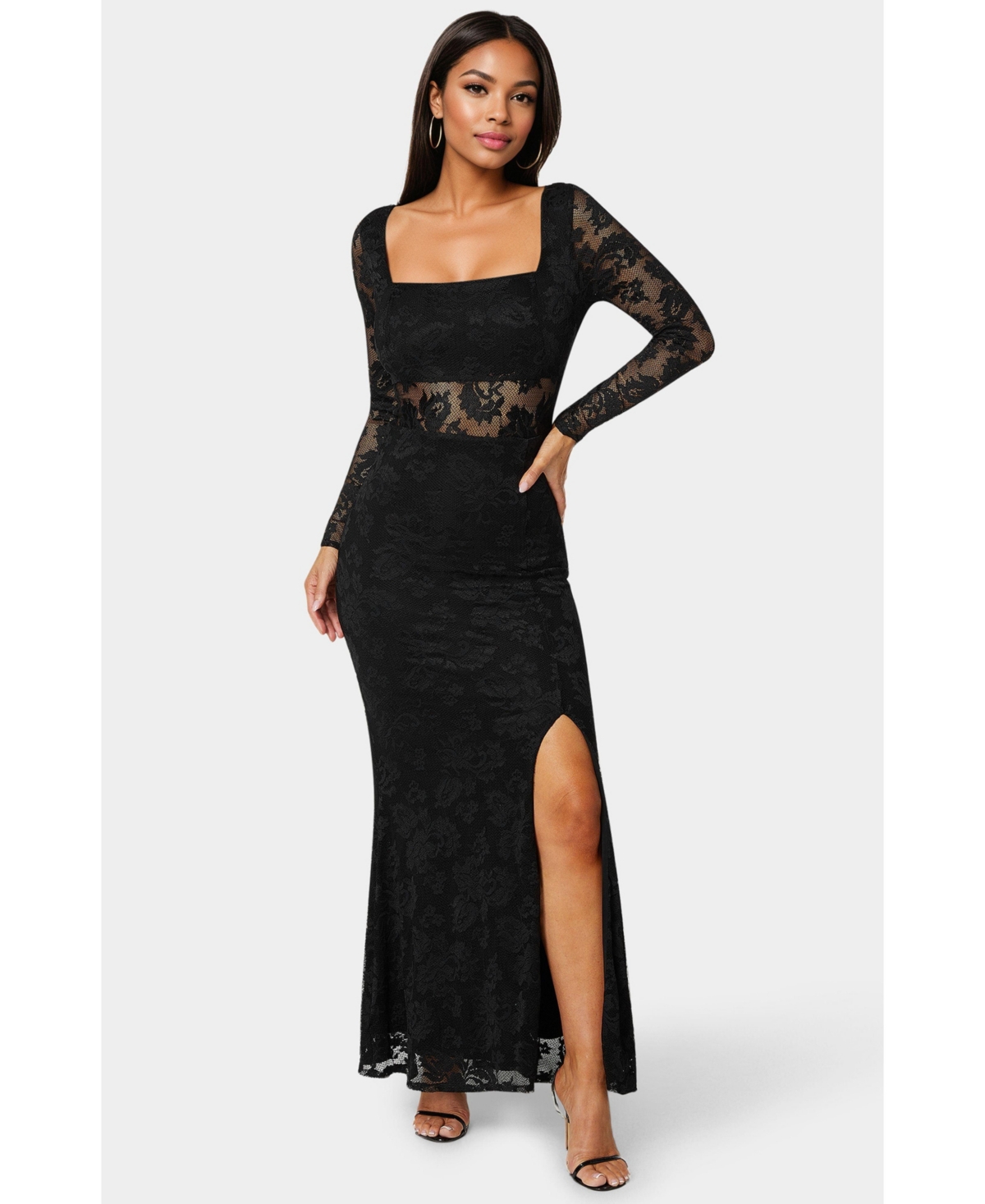 Click here for Bebe Womens Lace Illusion Maxi Dress - Black prices