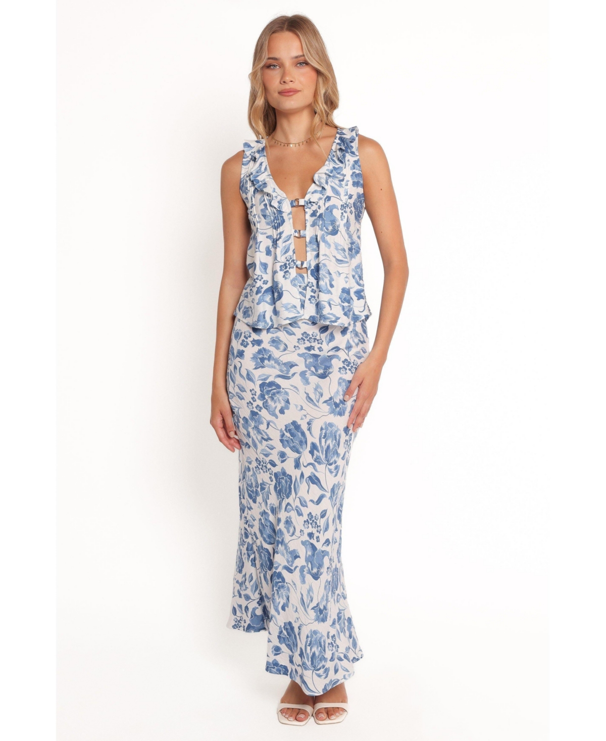 Petal and Pup Womens Claud Top - Blue white floral