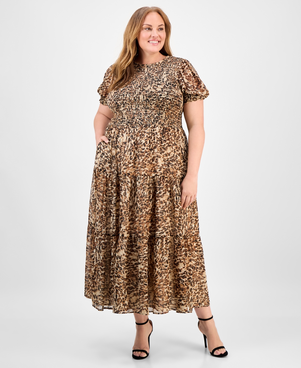 Click here for Anne Klein Plus Size Animal-Print Maxi Dress - Lt... prices