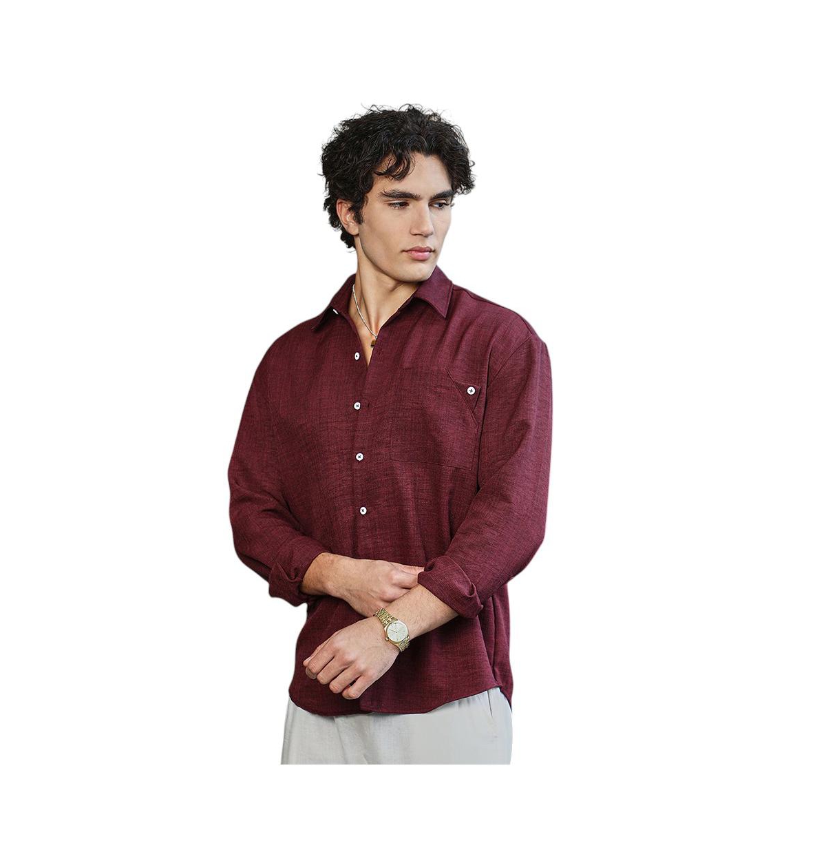 Click here for Campus Sutra Mens Wine Red Modular Solid Oversized... prices
