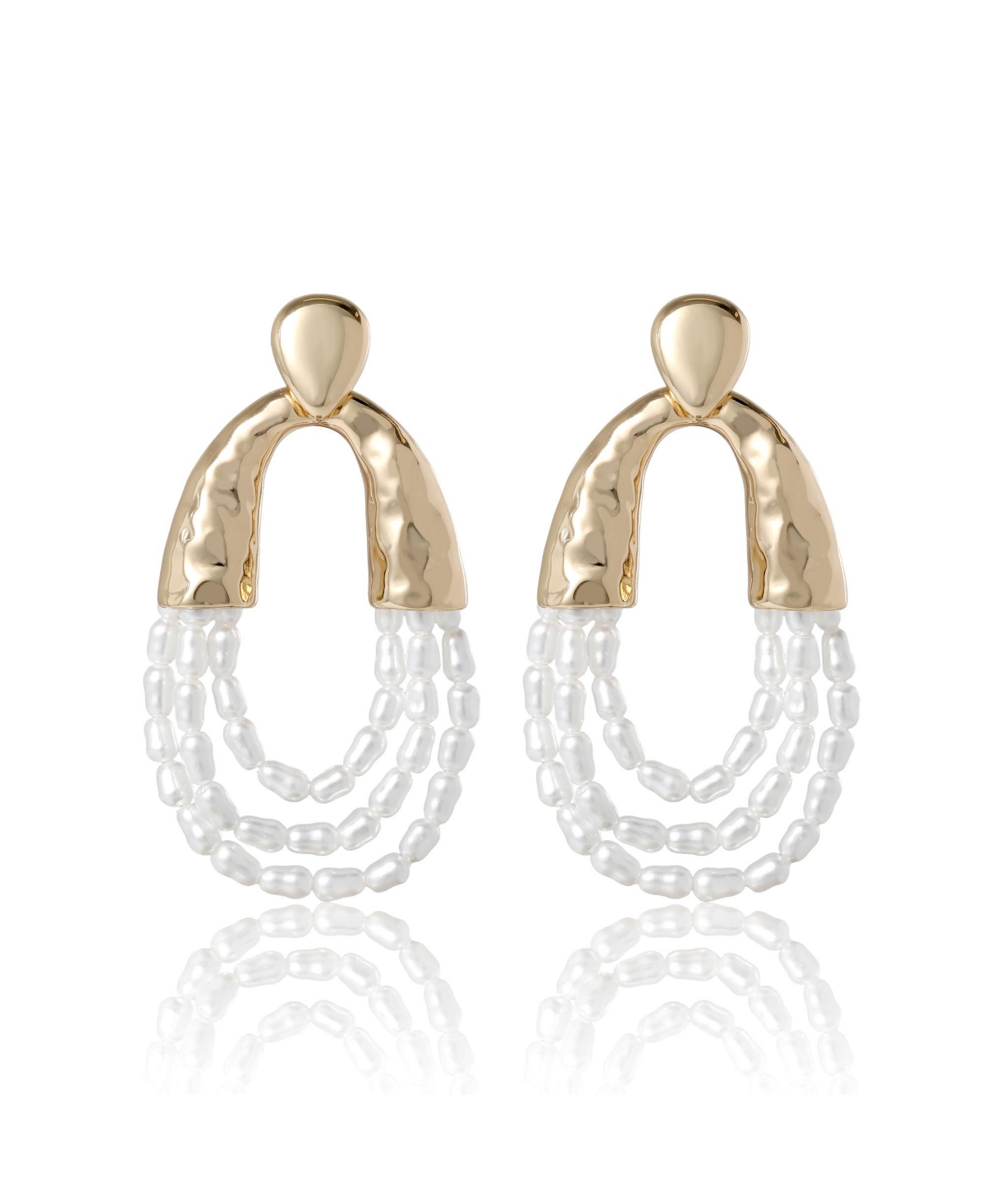 Click here for Bcbg Multi-Strand Beaded Loop Earrings - Gold/whit... prices