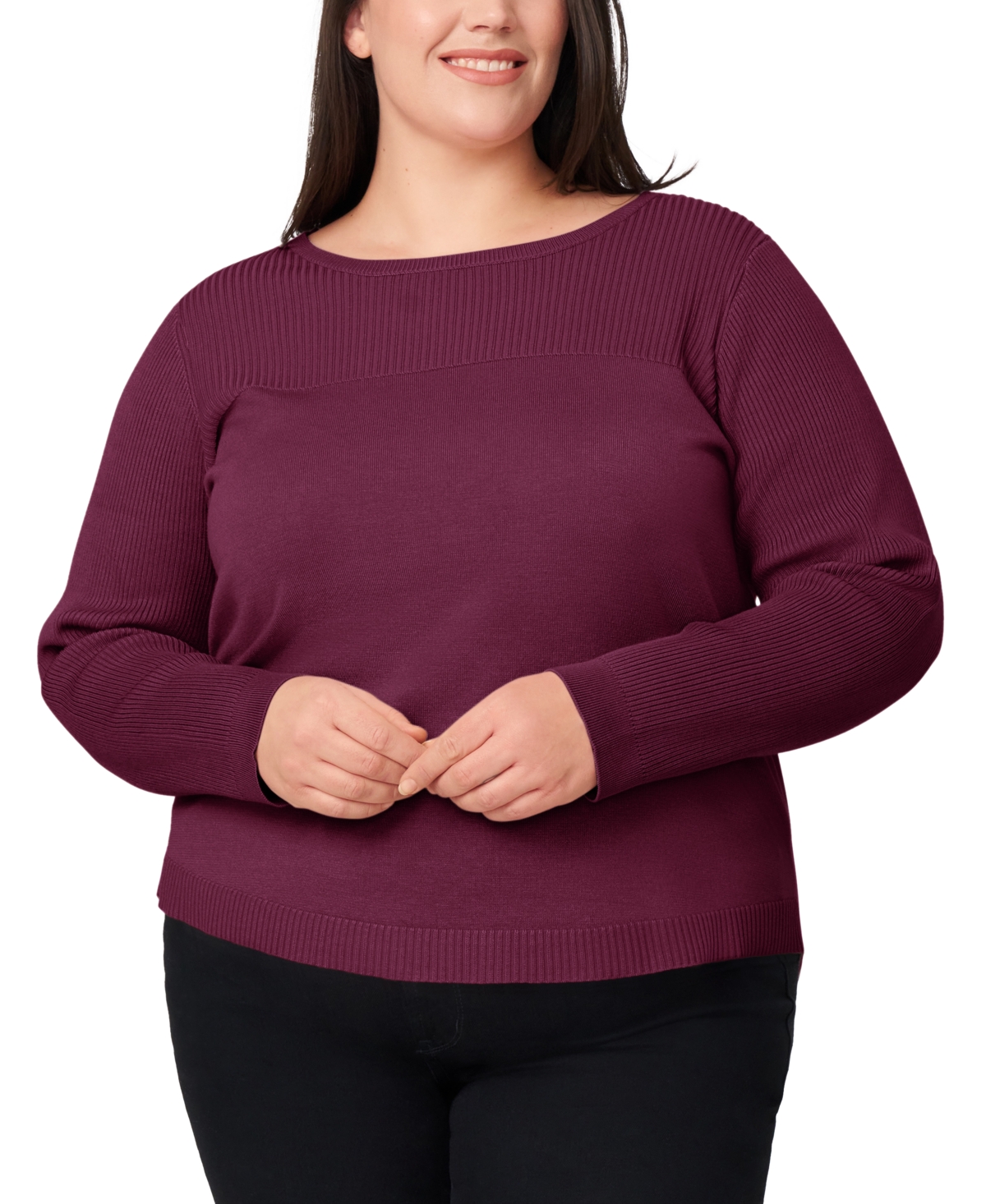 Click here for Melissa Paige Plus Size Ribbed-Yoke Pullover Sweat... prices