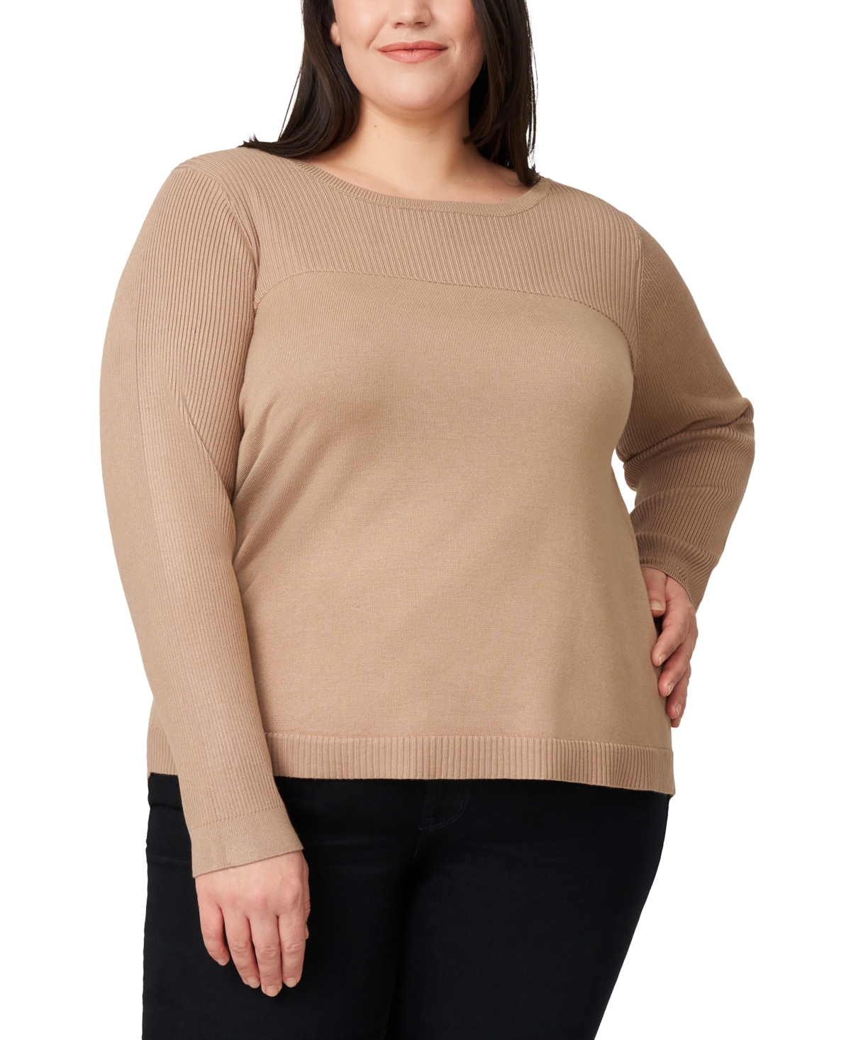 Click here for Melissa Paige Plus Size Ribbed-Yoke Pullover Sweat... prices