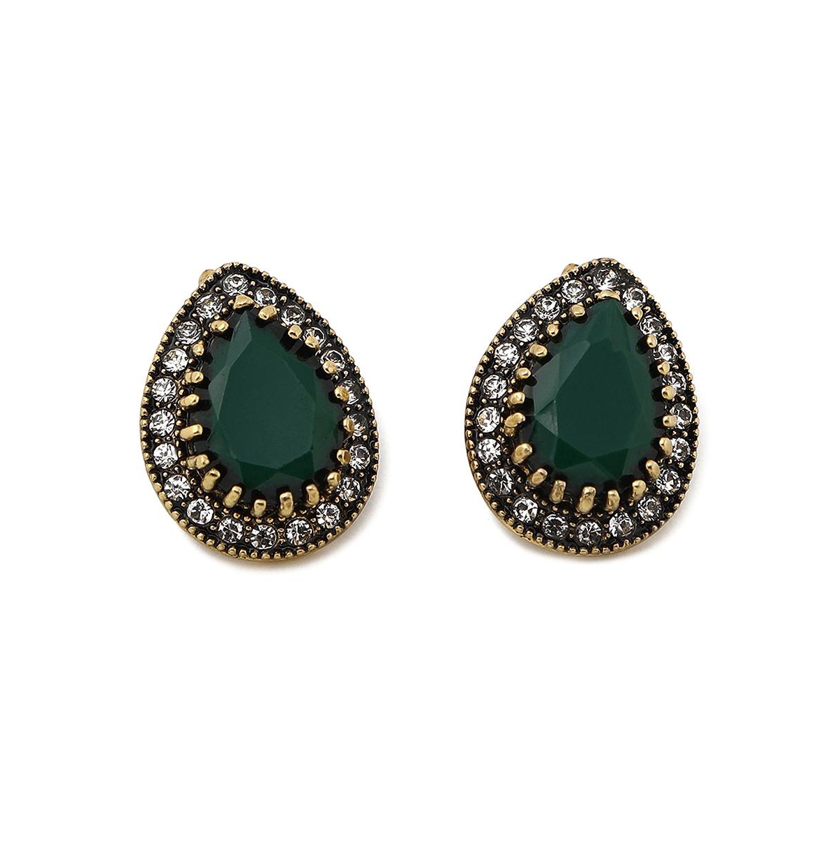 Click here for Sohi Womens Teardrop Stud Earrings - Green prices