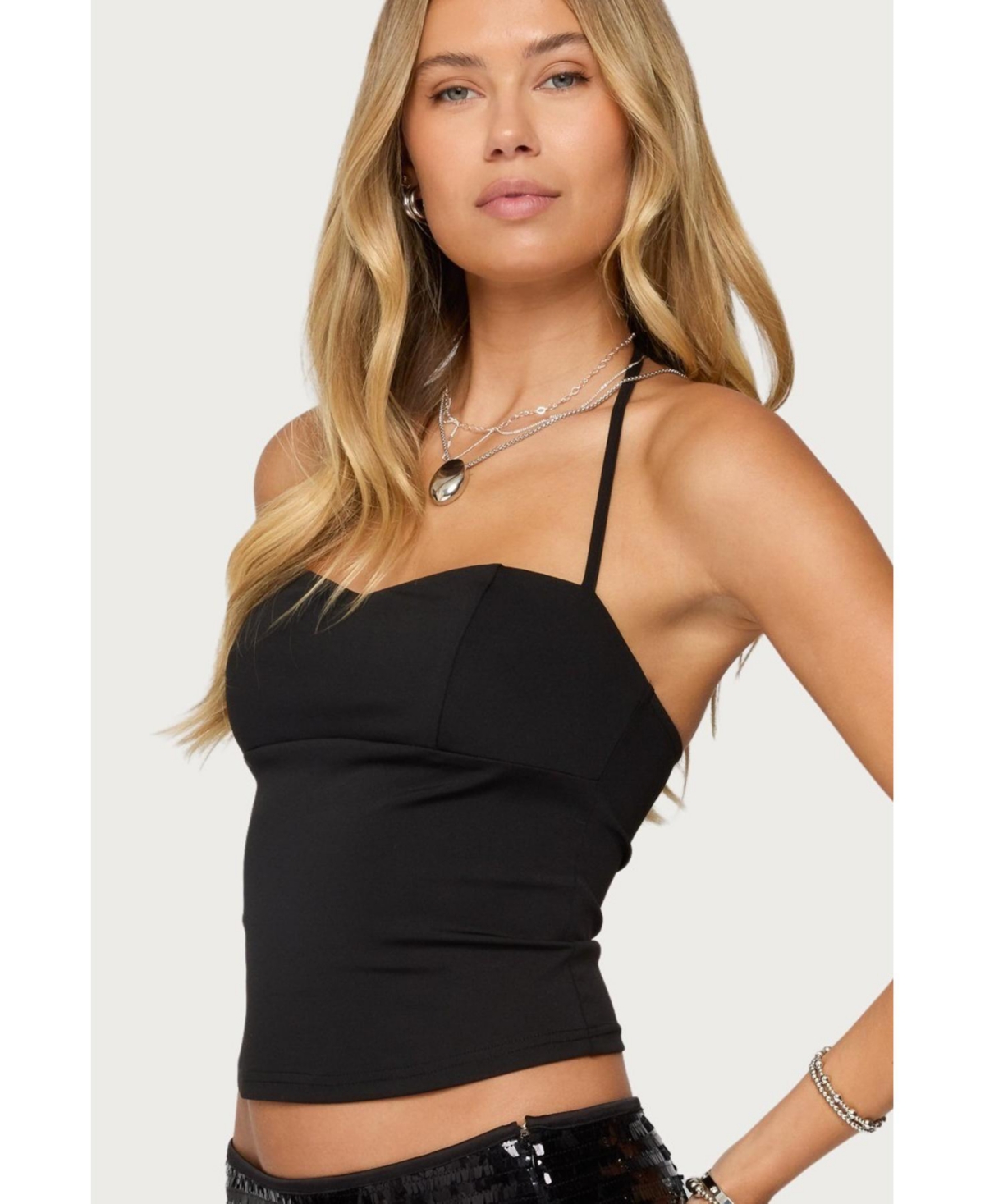 Click here for Edikted Womens Jesika Sweetheart Halter Top - Blac... prices