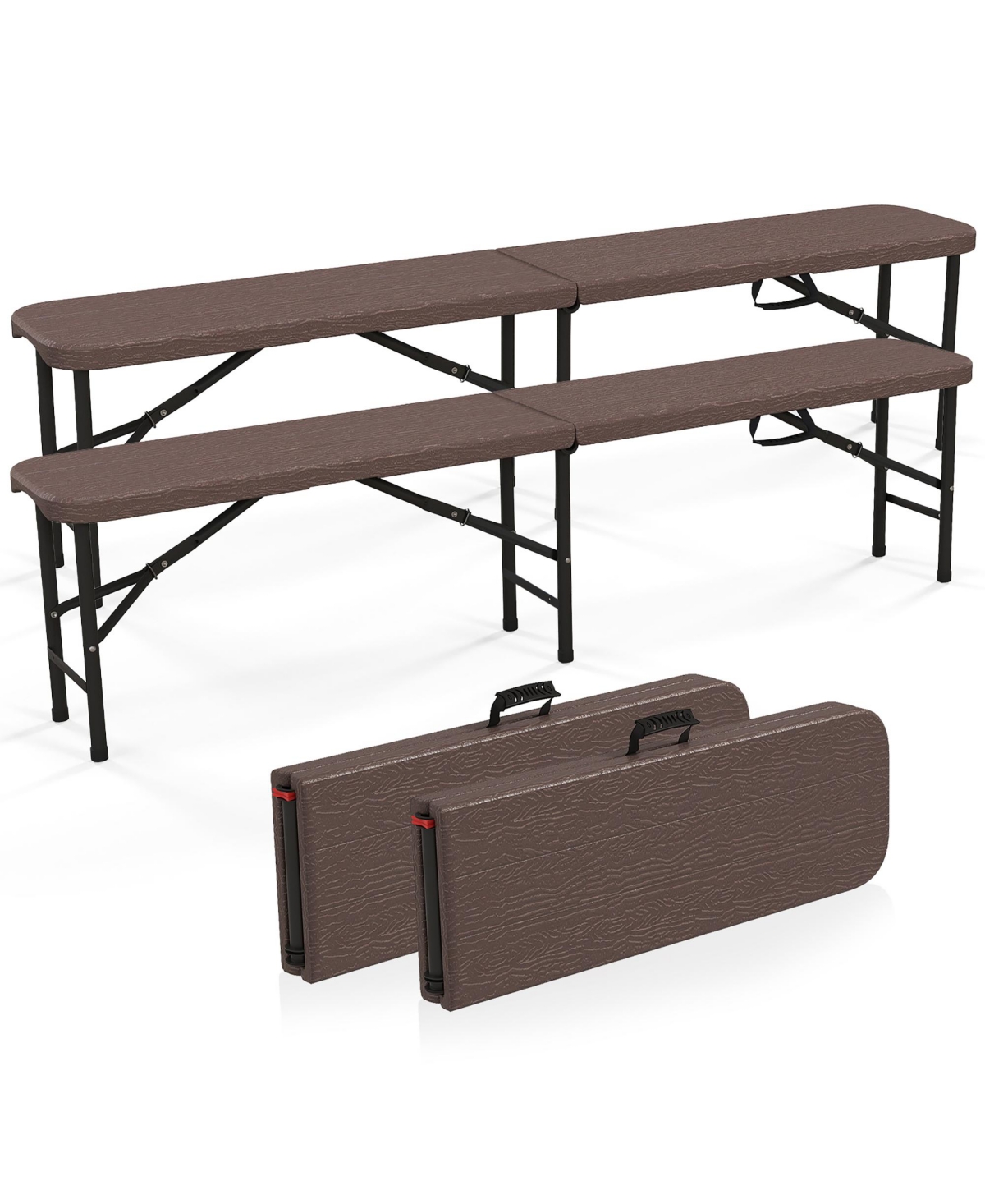 Click here for Gymax 2PCS 6 ft Plastic Folding Bench Portable Fol... prices