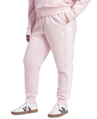 adidas Plus Size Essentials 3-Stripes Fleece Slim Pants - Macy's