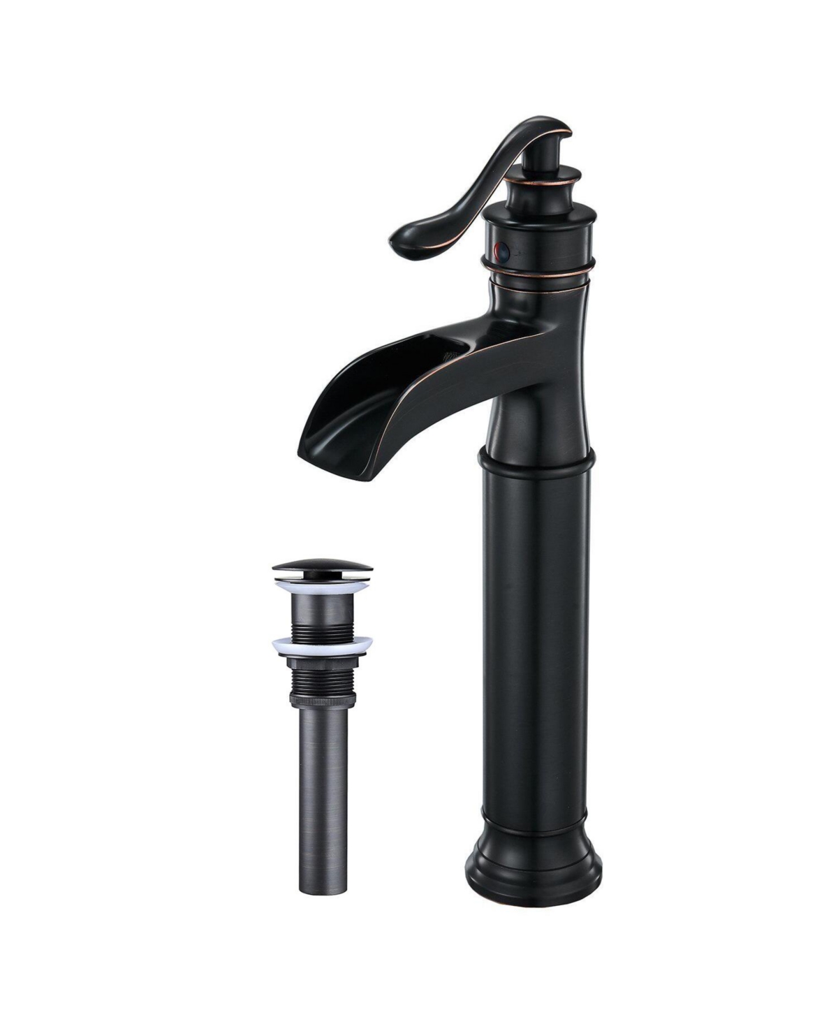 Waterfall Single Hole Single Handle Bathroom Vessel Sink Faucet With Pop Up Drain In Matte Black - Oil rubbed bronze