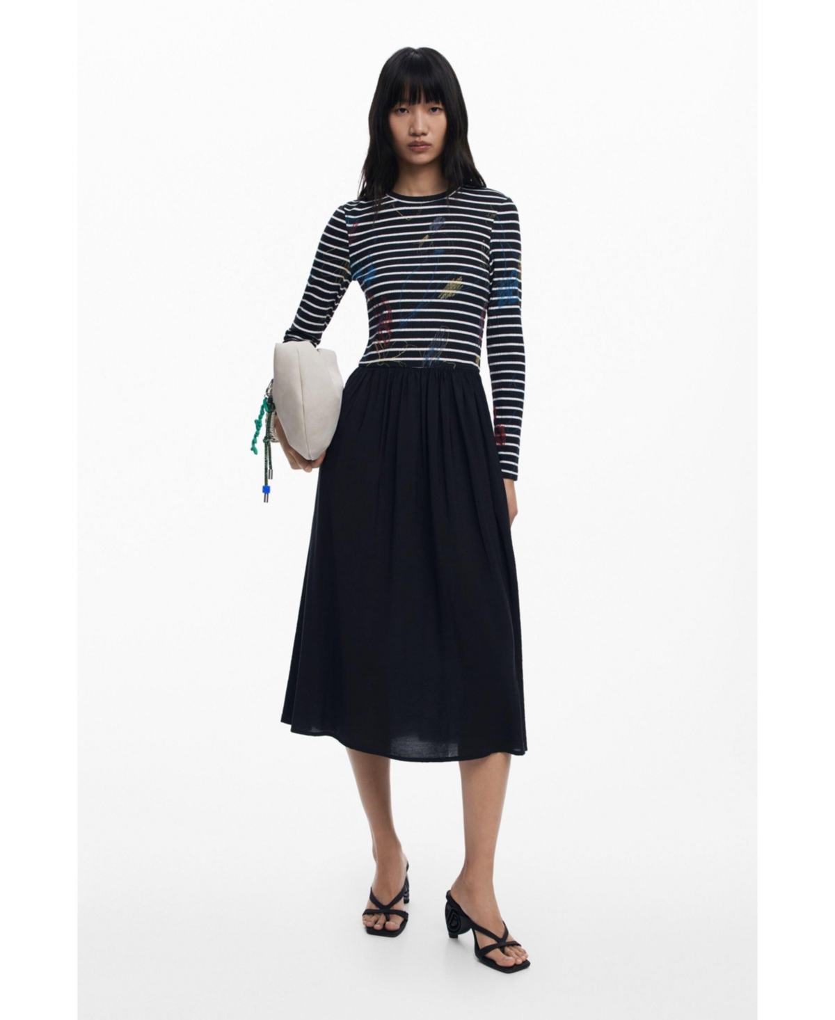 Click here for Desigual Womens Striped combined dress - Black prices
