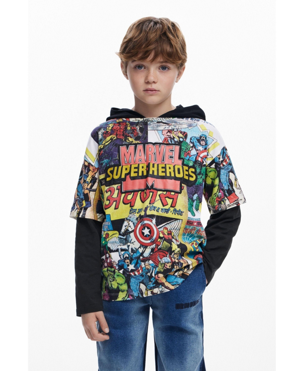 Click here for Desigual Boys Boyss Marvel T-shirt with layering e... prices