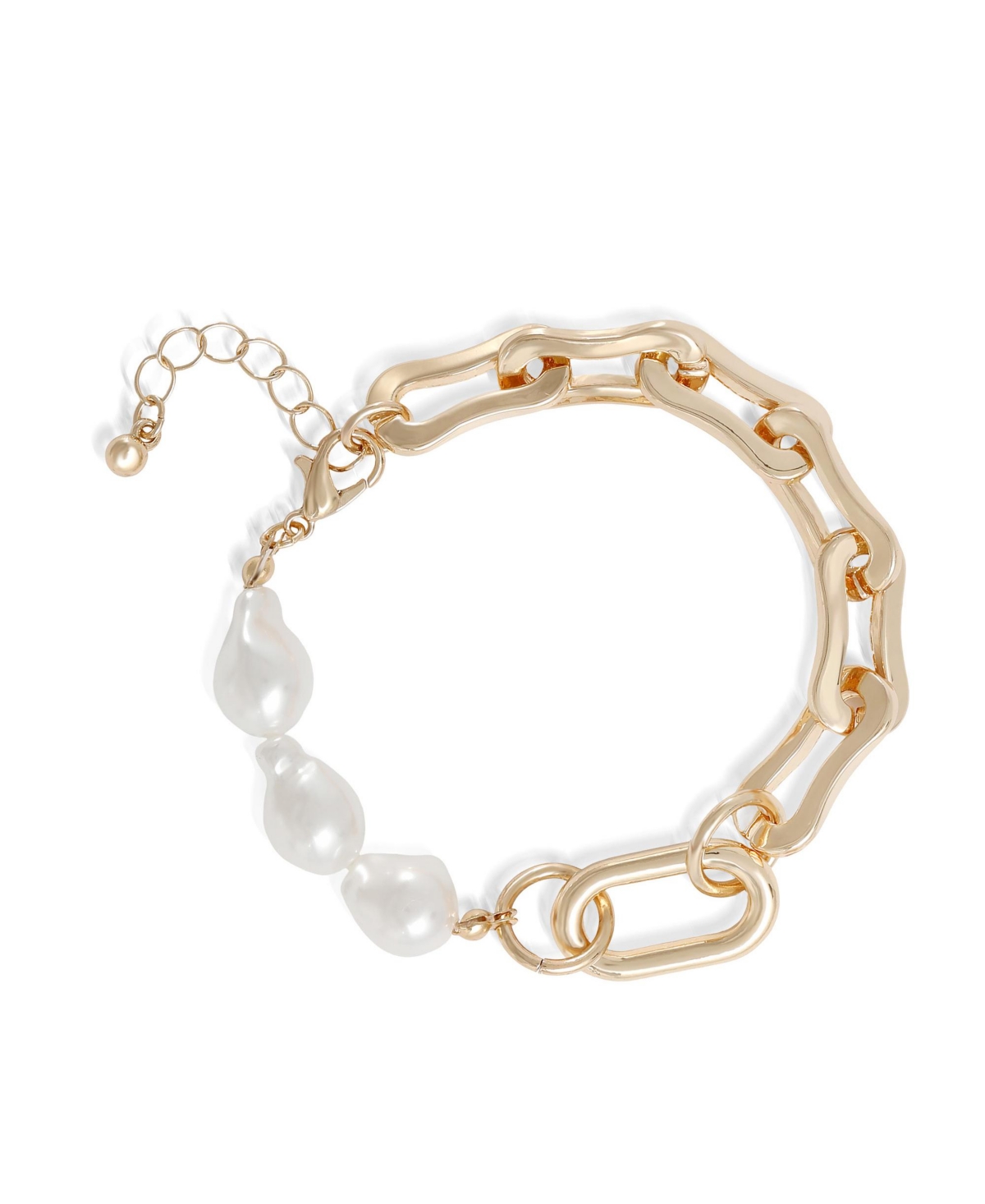 Click here for Bcbg Gold-Tone Link and Pearl Bracelet - Gold/whit... prices