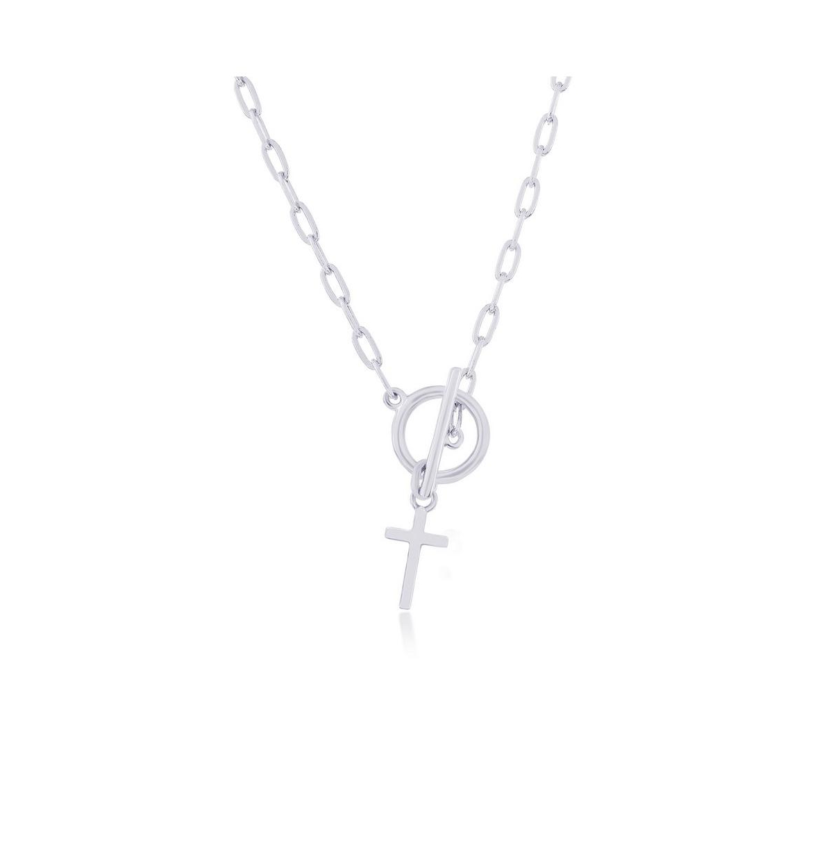 Click here for Simona Sterling Silver Cross Charm Paperclip Toggl... prices