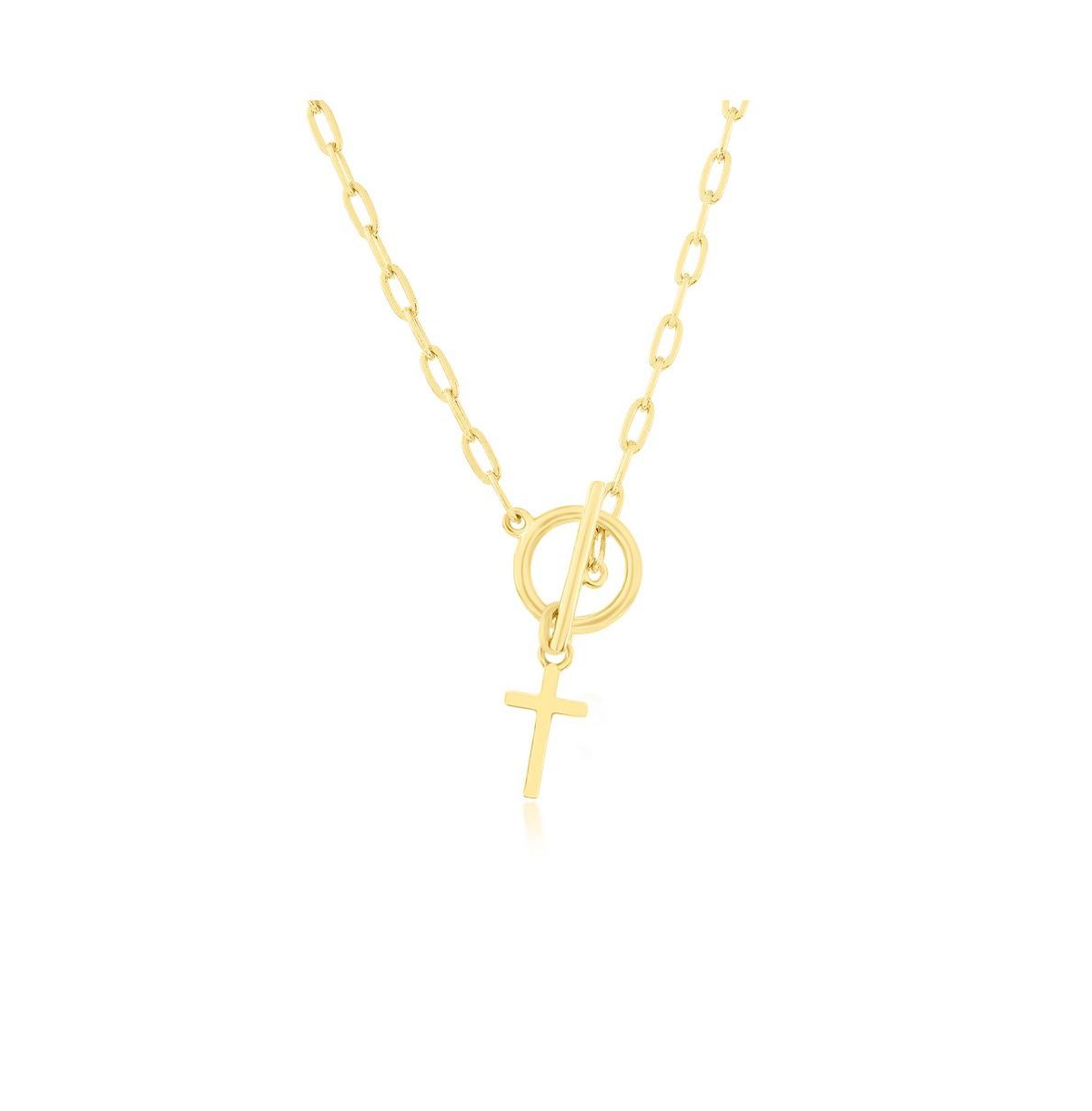 Click here for Simona Sterling Silver Cross Charm Paperclip Toggl... prices