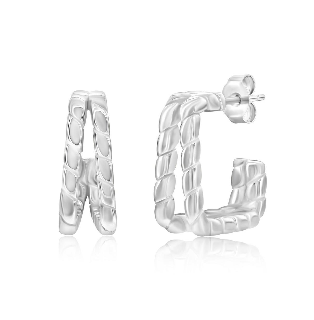 Click here for Sterling Silver  Double Row Square Lined Earrings... prices