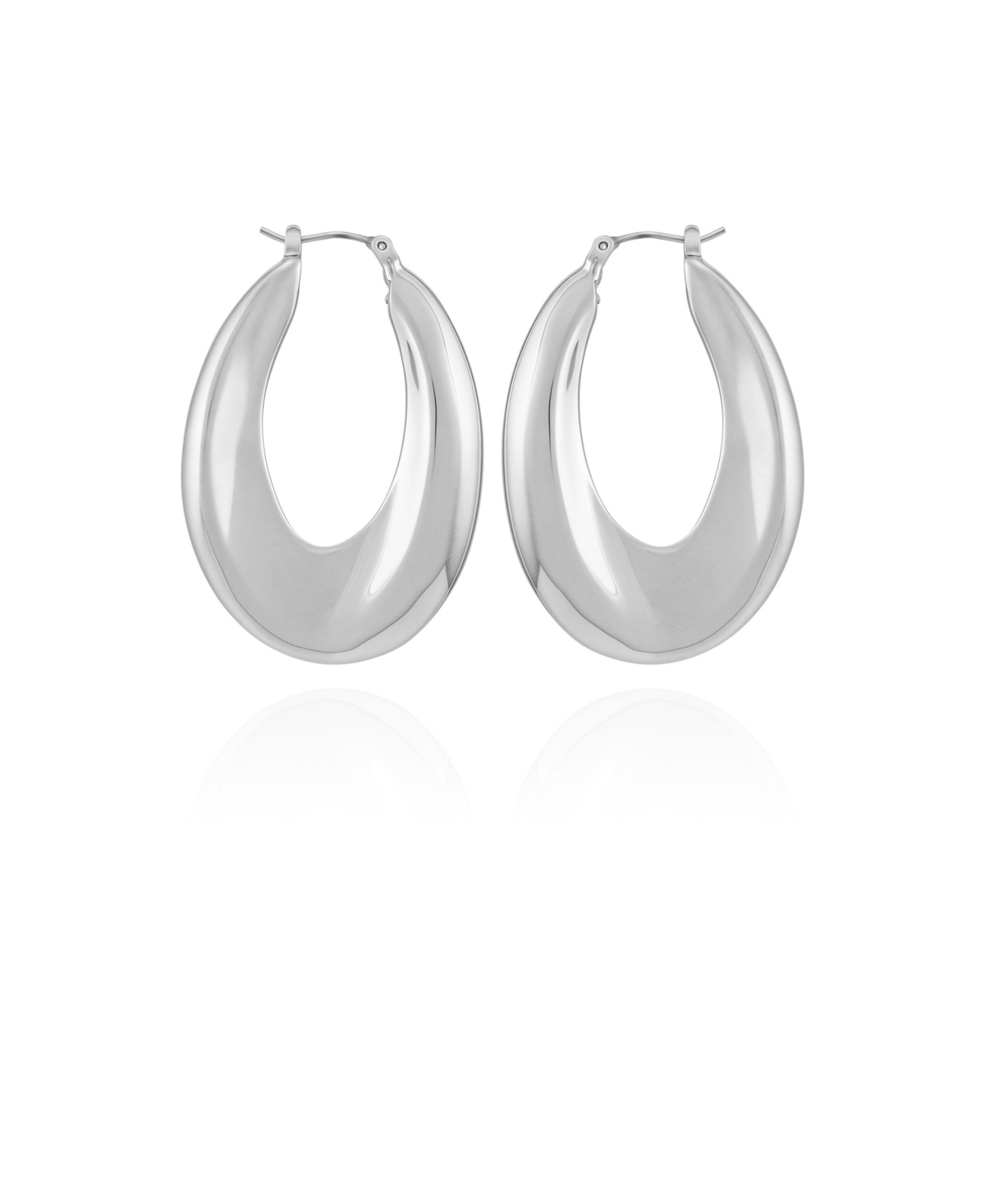 Click here for Vince Camuto Silver Tone Bold Oval Hoop Earrings -... prices