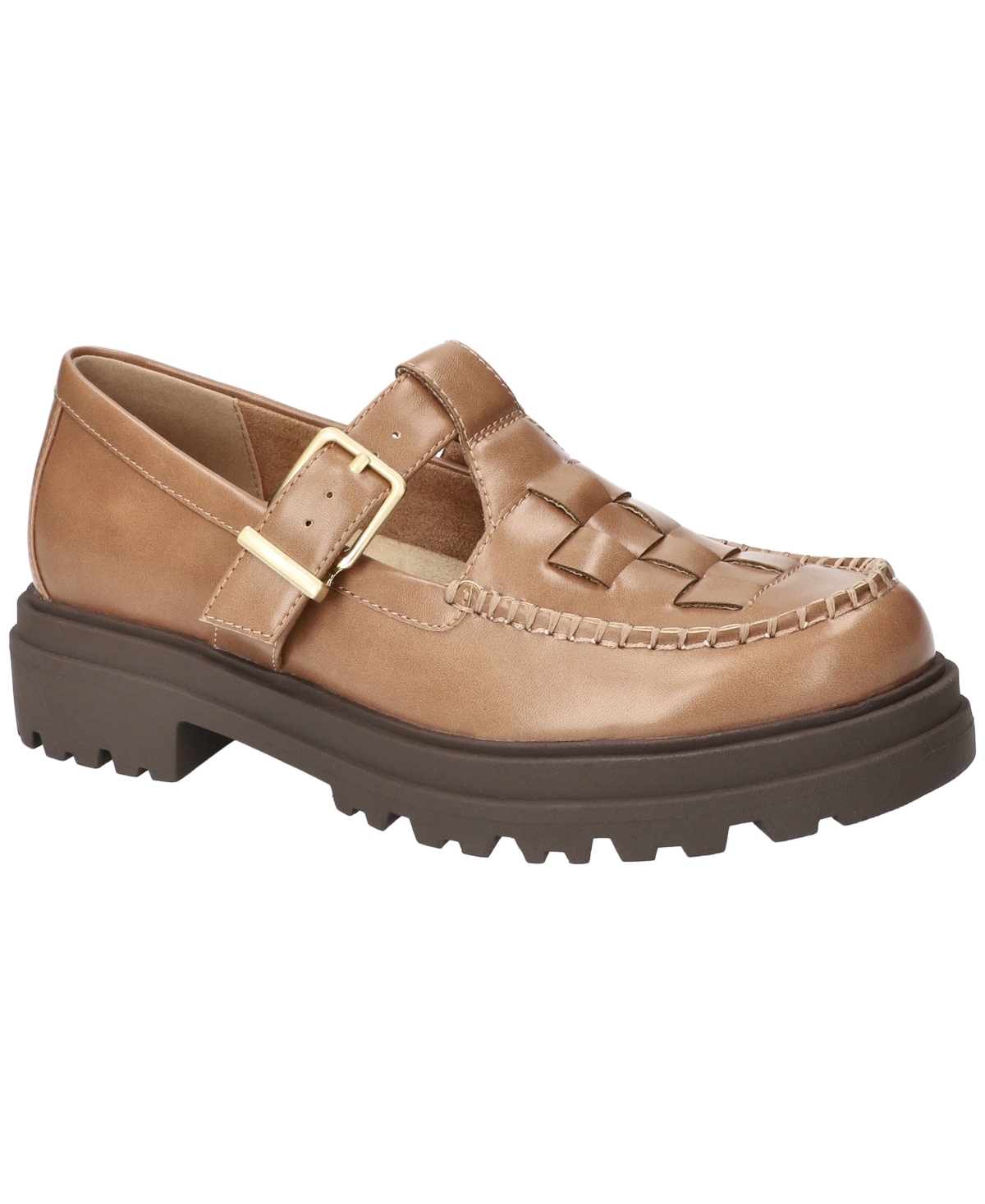 Bella Vita Womens Makell Comfort Lug Buckle Loafers - Nude