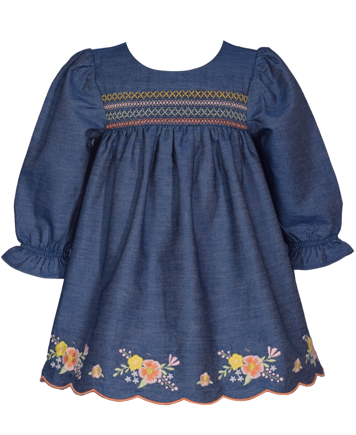 Click here for Bonnie Baby Baby Girls Embroidered Denim Dress - D... prices