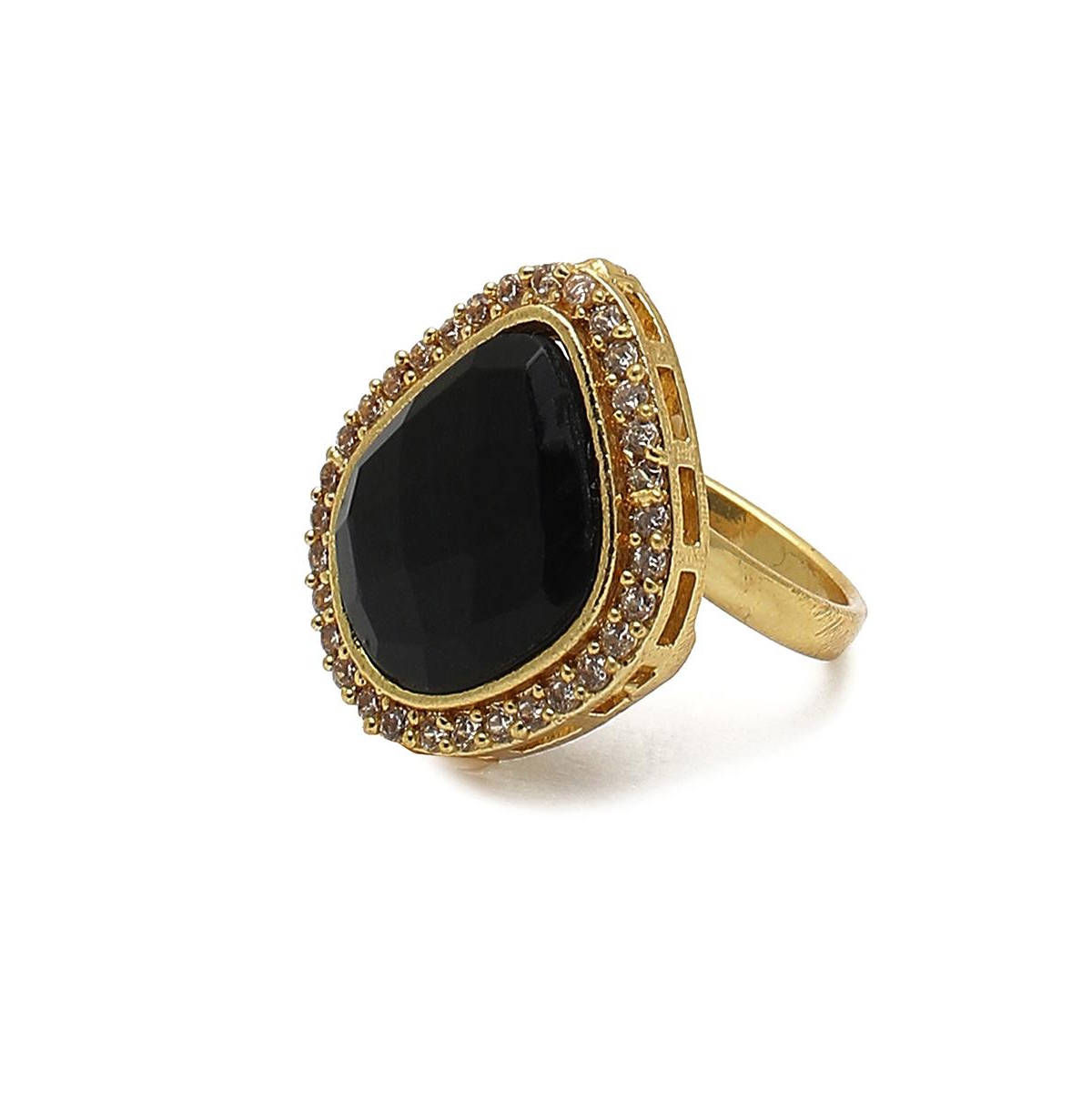 Click here for Sohi Womens Black Stone Statement Ring - Black prices