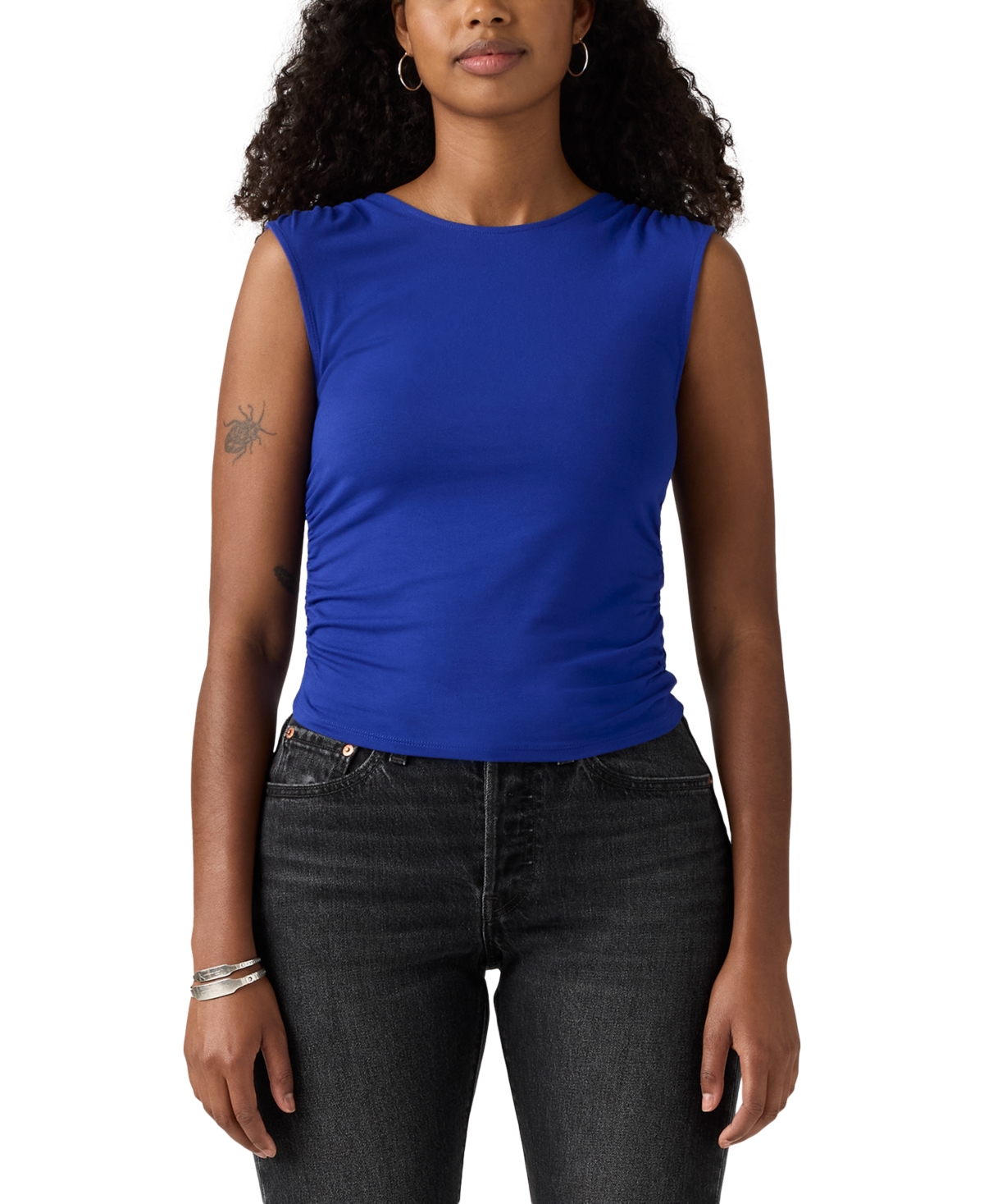 Click here for Levis Premium Womens Crystal Ruched Sleeveless Top... prices