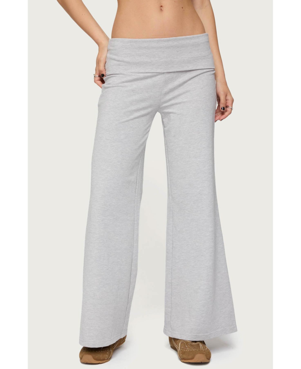 Click here for Edikted Womens Wide Leg Fold Over Pants - Light-gr... prices