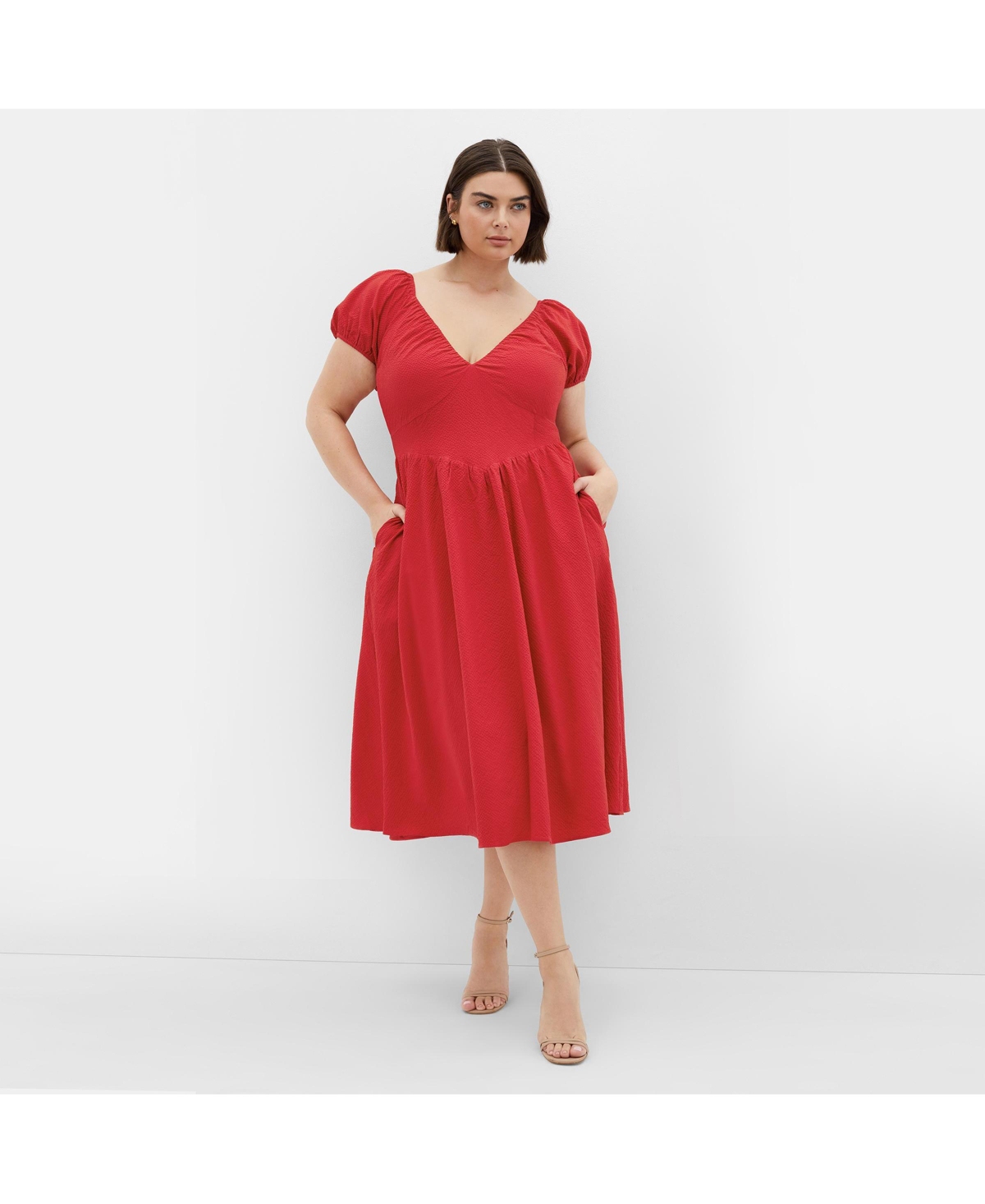 Click here for City Chic Plus Size Shelby Midi Dress - Red prices