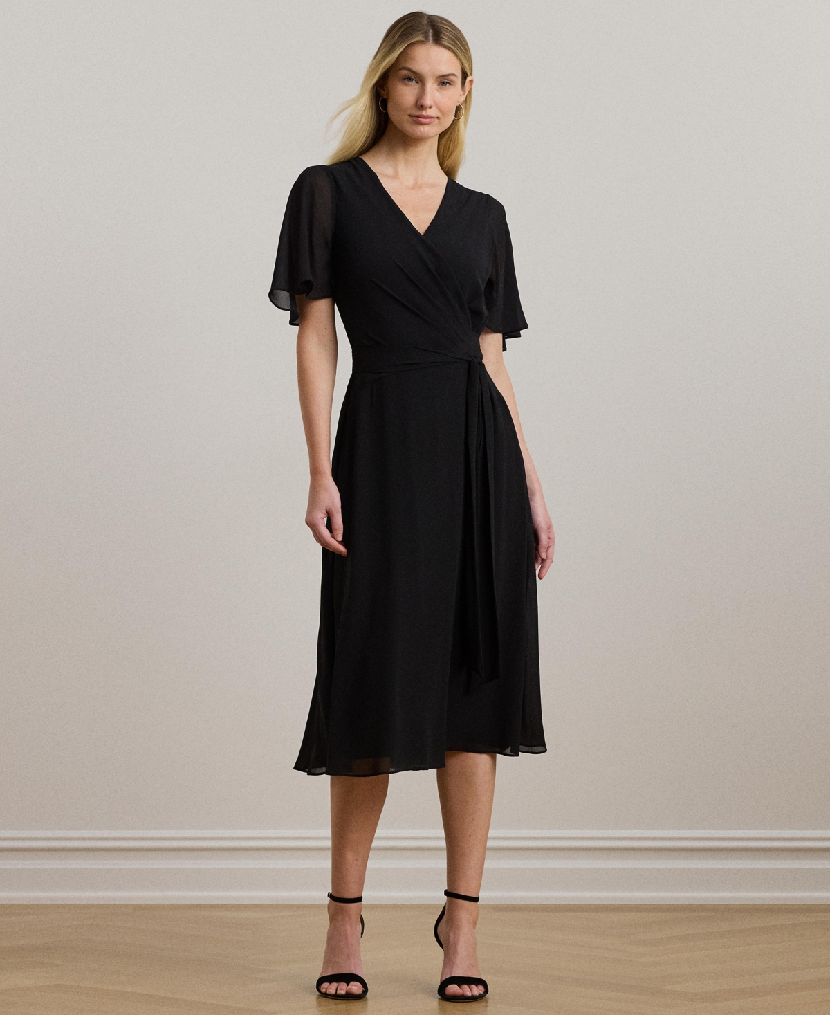 Click here for Lauren Ralph Lauren Womens Belted Georgette Dress... prices
