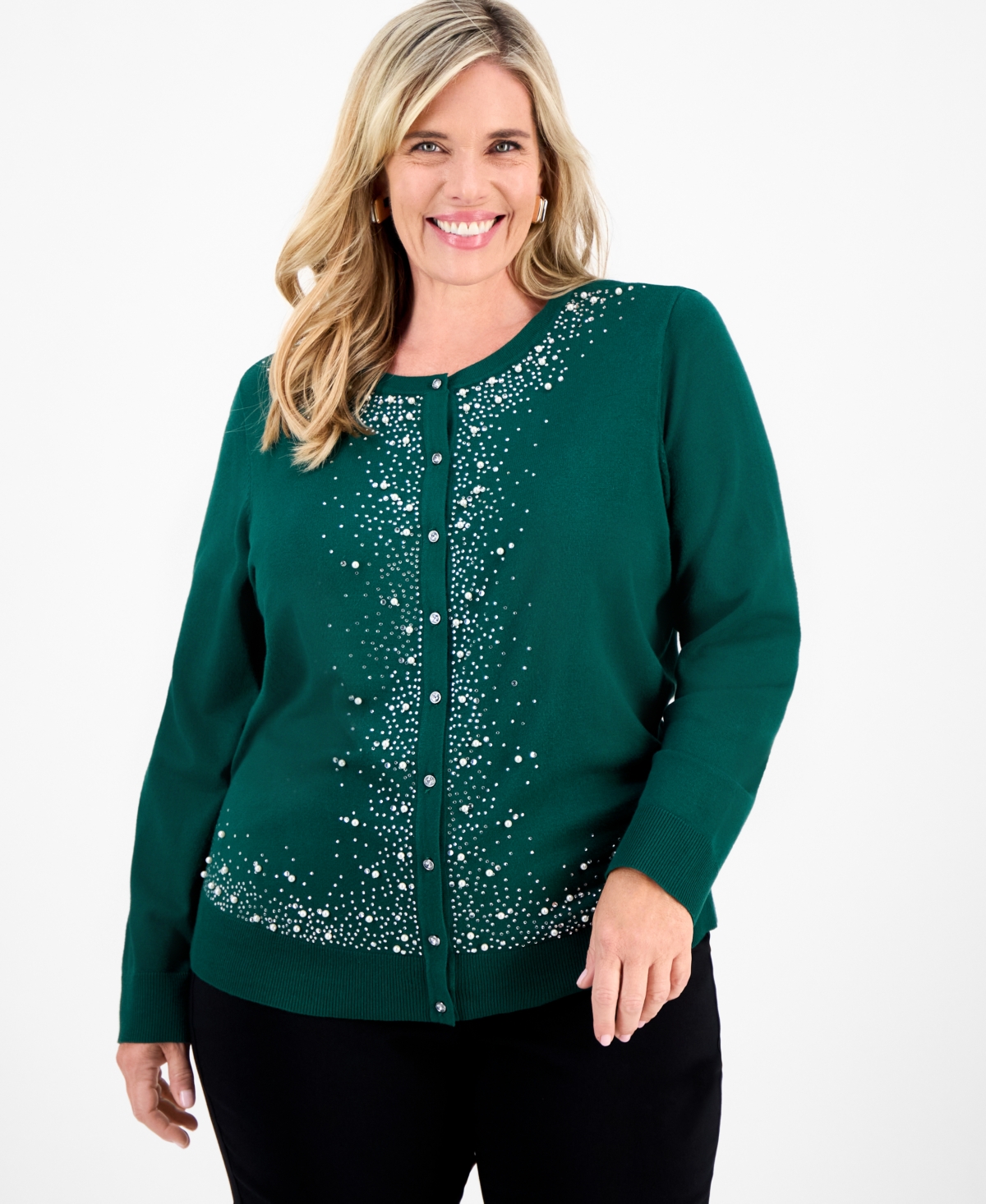 Click here for Jm Collection Plus Size Embellished Button-Front C... prices