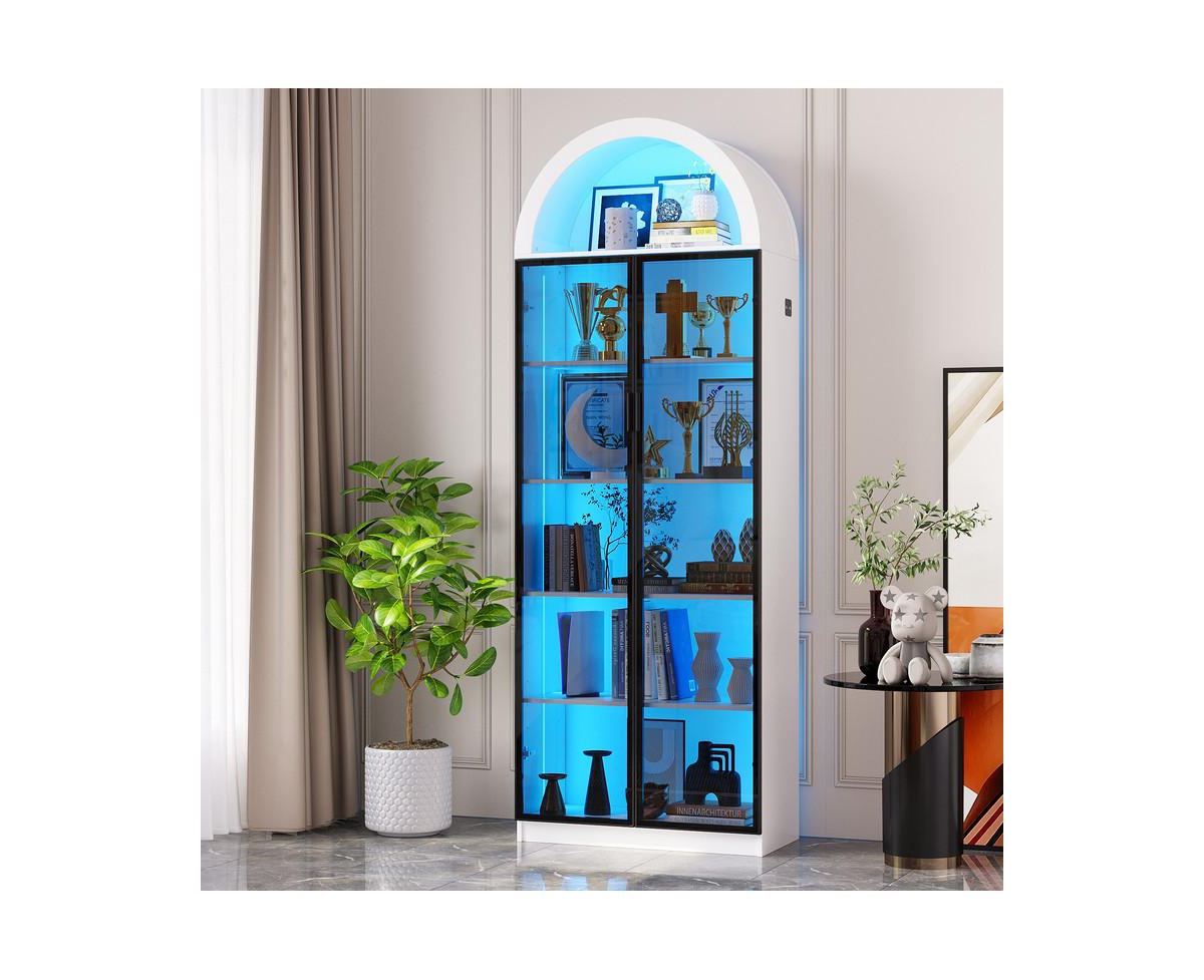 Click here for Vlsrka 76" 8-Tier Display Cabinet with 3-Colo... prices