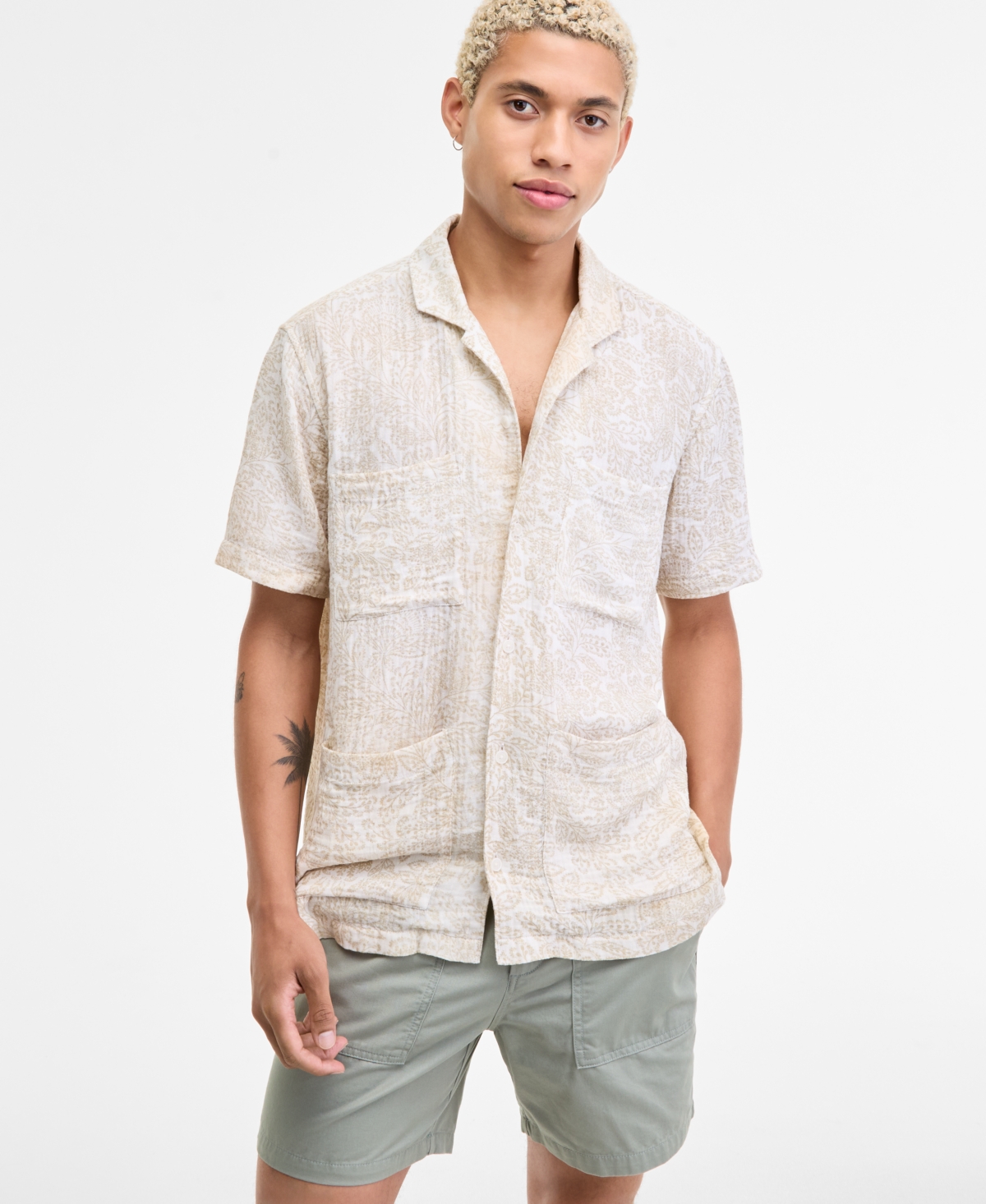 Click here for Sun + Stone Mens Camp Mays Regular-Fit Printed But... prices