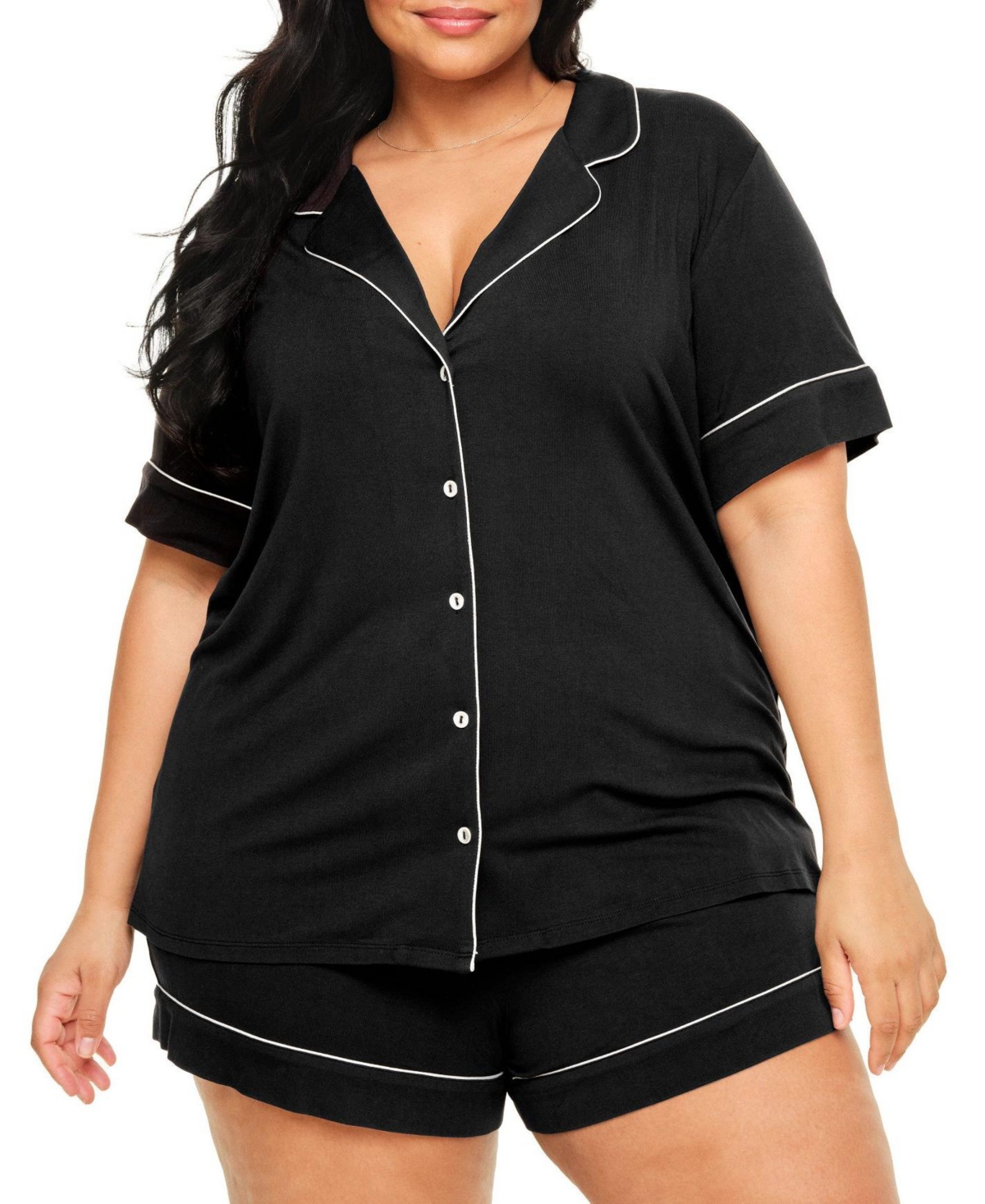 Click here for Adore Me Plus Size Jane Short Pajama Set - Black prices