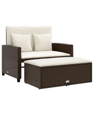 Click here for Vidaxl Patio Sofa With Cushions 2 Seater Brown Pol... prices
