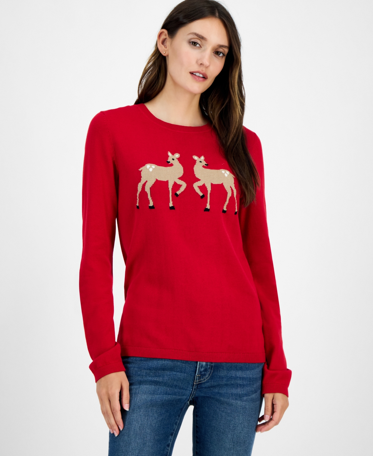 Click here for Nautica Jeans Womens Cotton Deer-Graphic Sweater -... prices