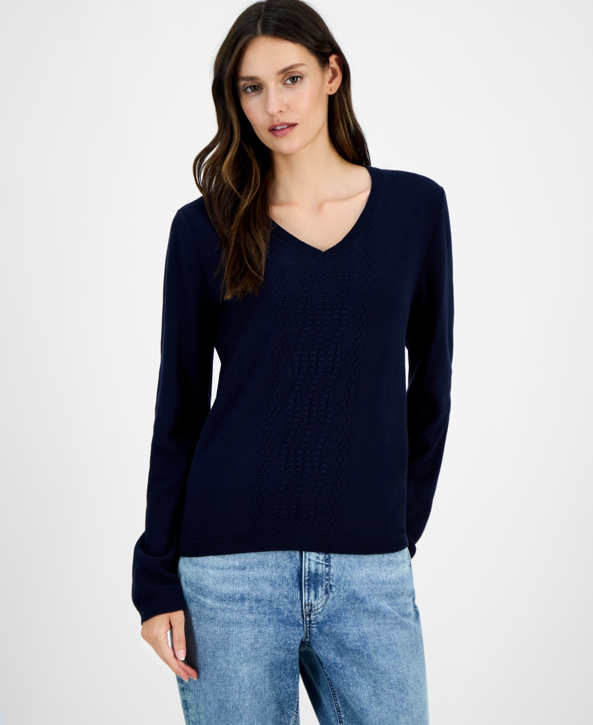Click here for Nautica Jeans Womens Cotton V-Neck Textured Sweate... prices