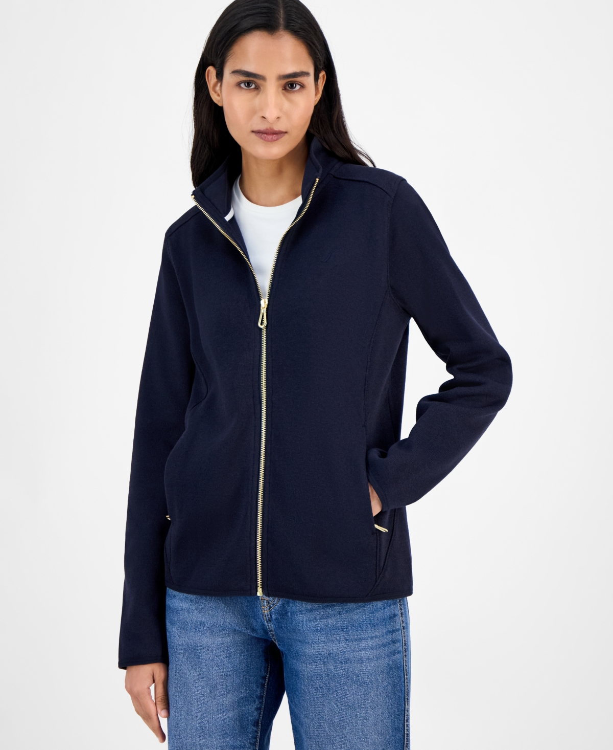 Click here for Nautica Jeans Womens Zip-Front Fleece Sweater jack... prices
