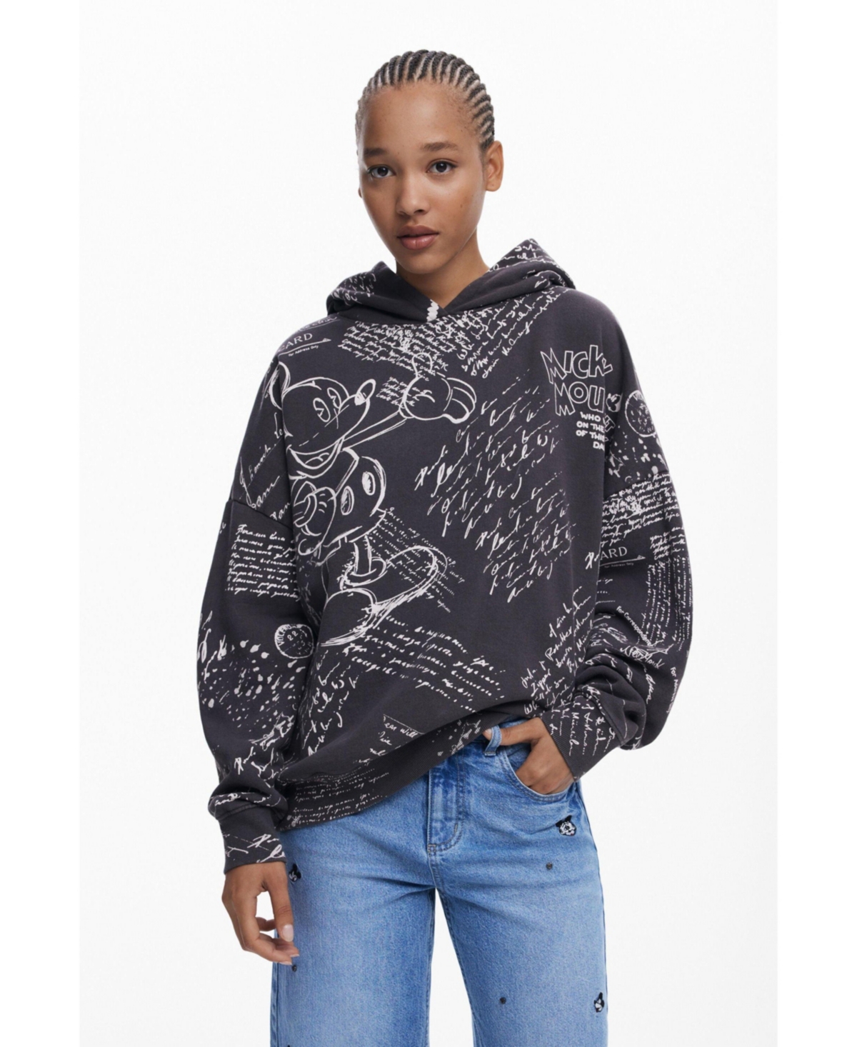 Click here for Desigual Womens Mickey lettering sweatshirt - Blac... prices