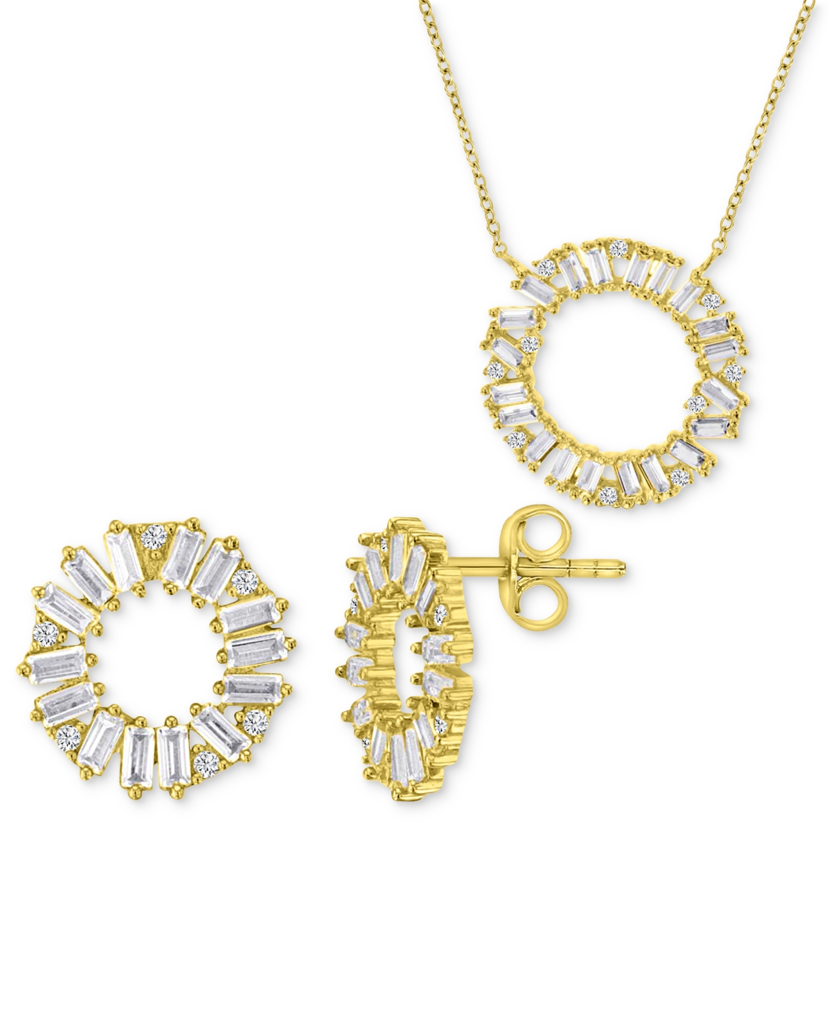 Click here for Macys 2-Pc. Cubic Zirconia Baguette Circle Necklac... prices