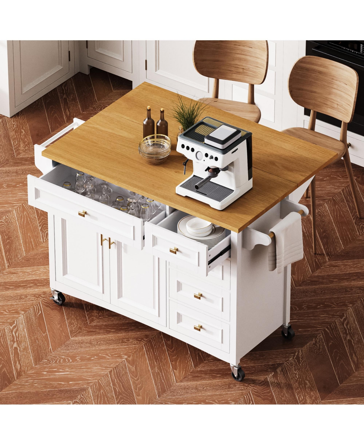 Click here for Casainc 52" Rolling Kitchen Island with Drop... prices
