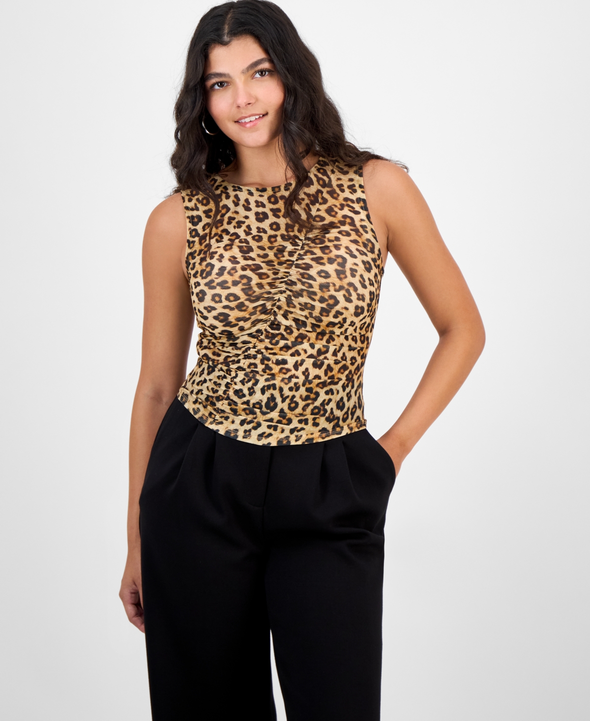 Click here for Bar Iii Womens Printed Asymmetrical-Ruched Tank  M... prices