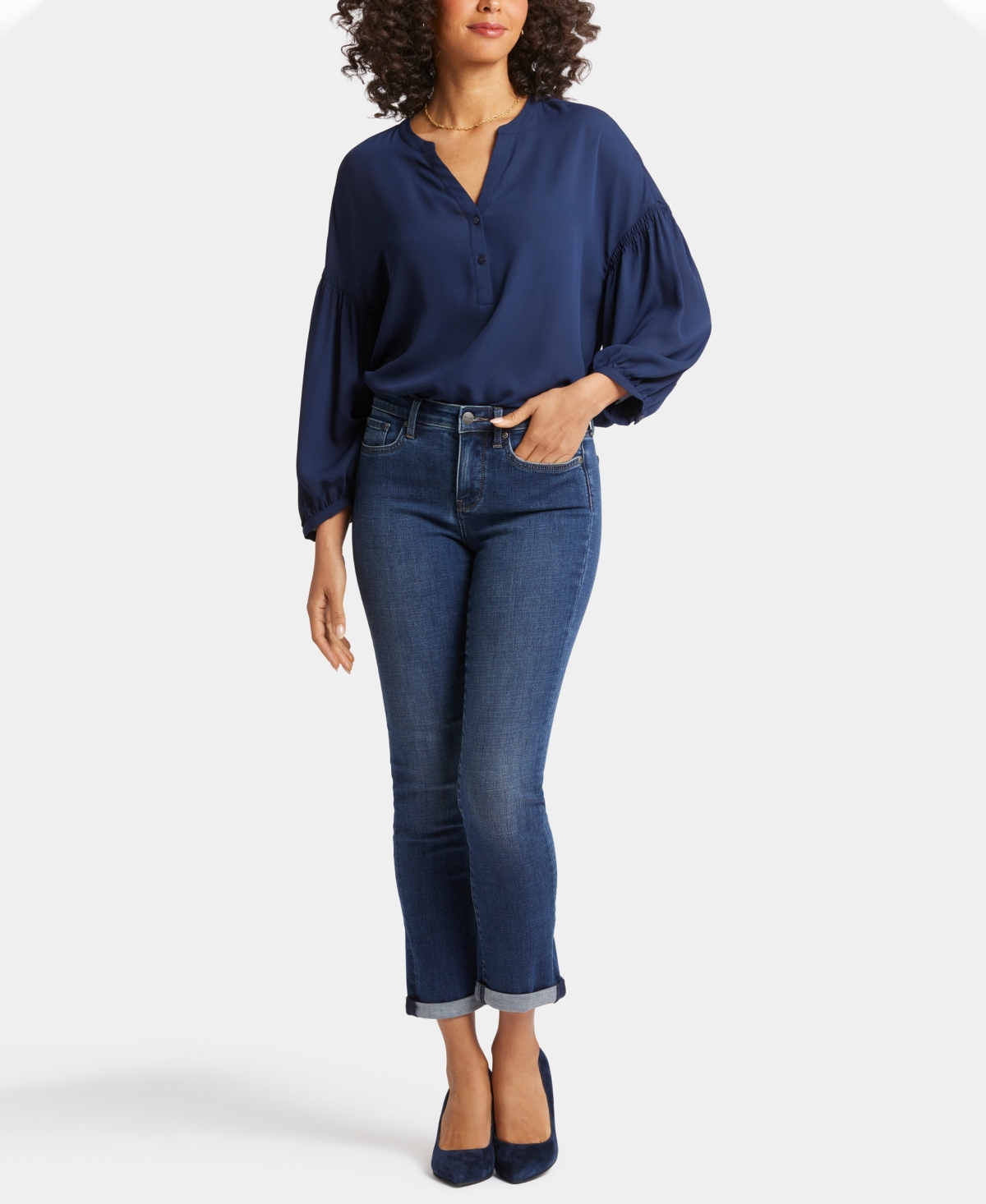 Click here for Nydj Petite Sheri Slim Roll Cuff Jeans - Wellsprin... prices