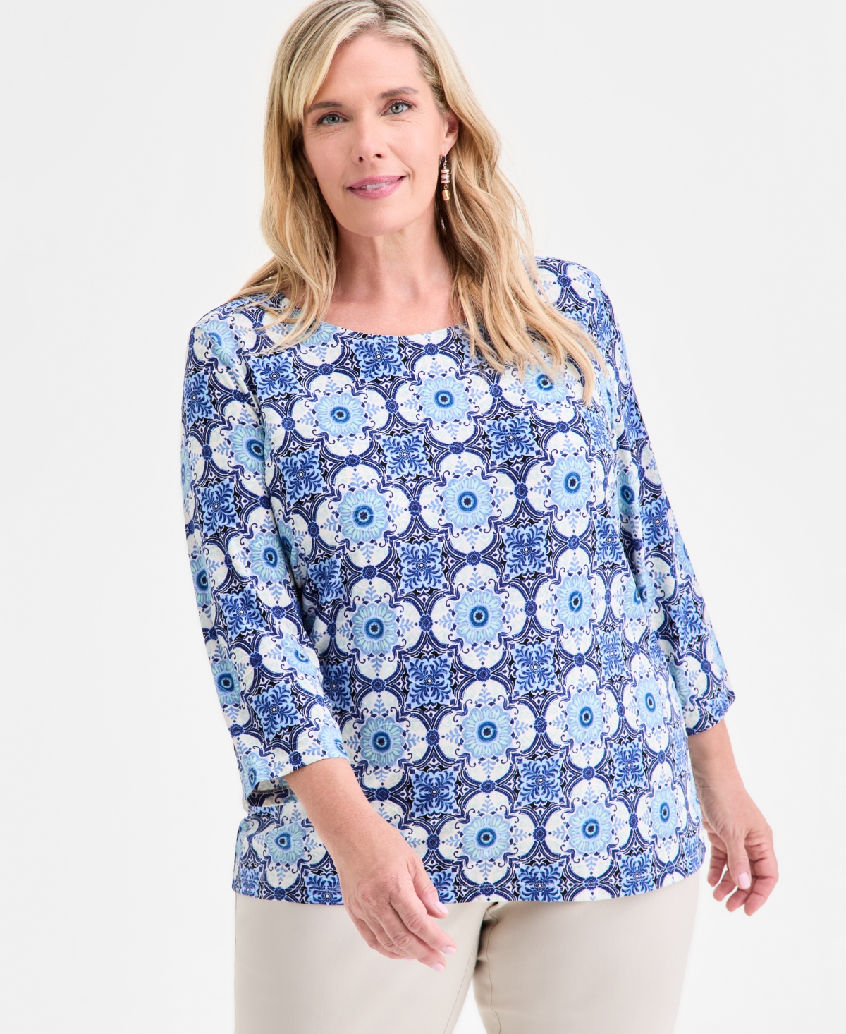 Click here for Jm Collection Plus Size Printed Jacquard Top  Macy... prices