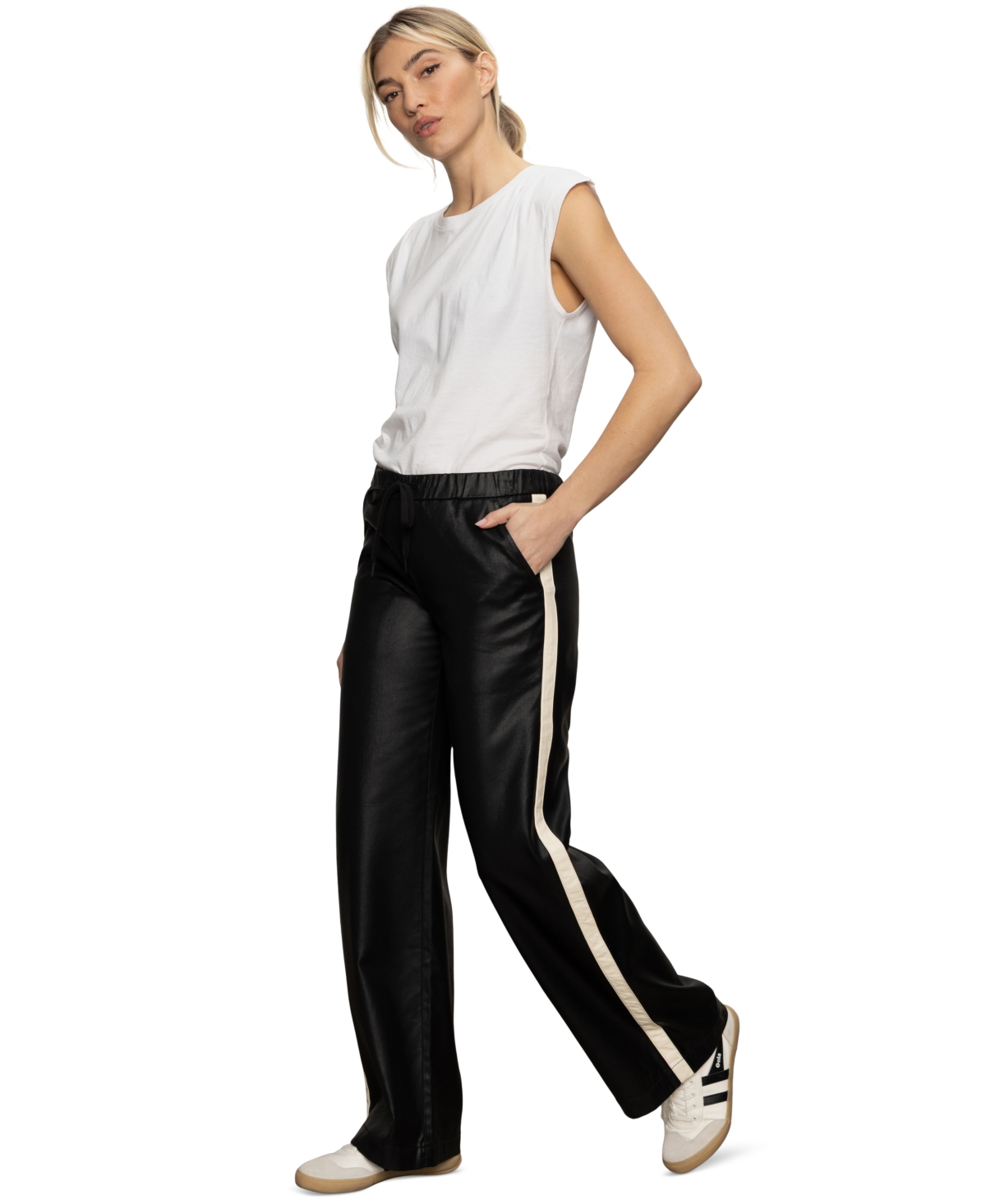 Click here for Sanctuary Womens High-Rise Coated Twill Track Pant... prices